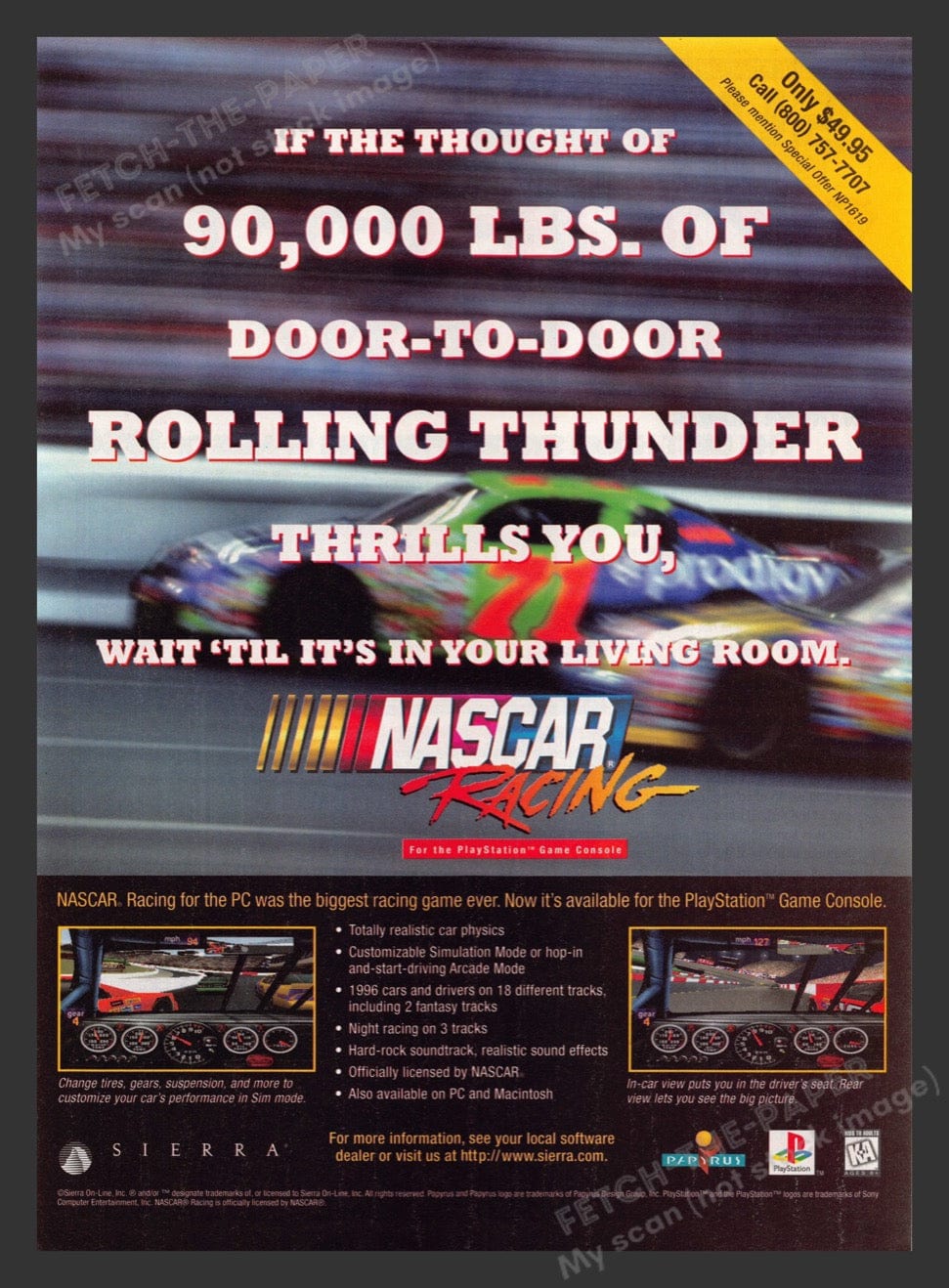 Nascar Racing Rolling Thunder 1990s Video Game Print Advertisement 199 ...