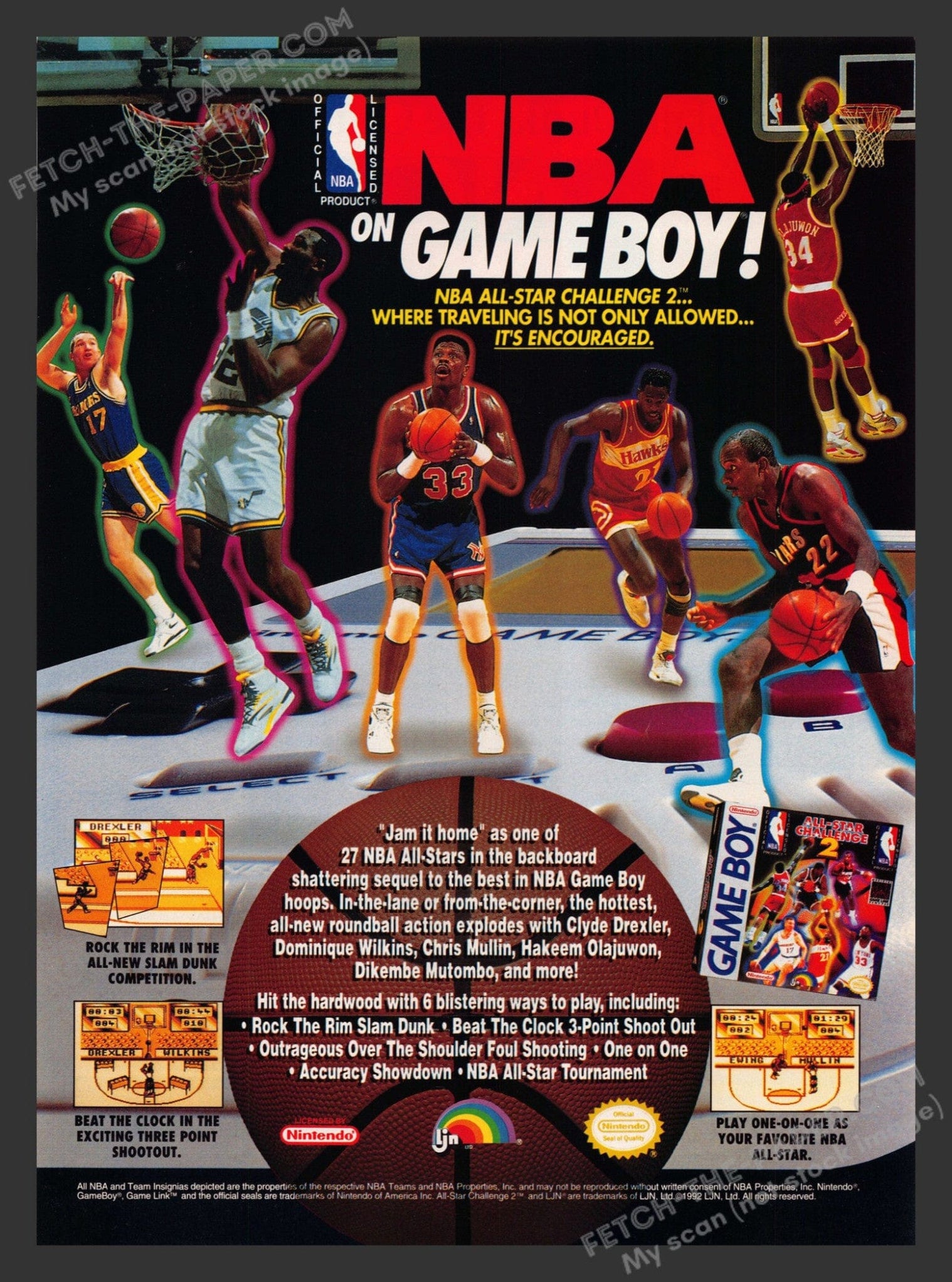 NBA All-Star Challenge 2 Video Game 1990s Print Advertisement 1992 ...