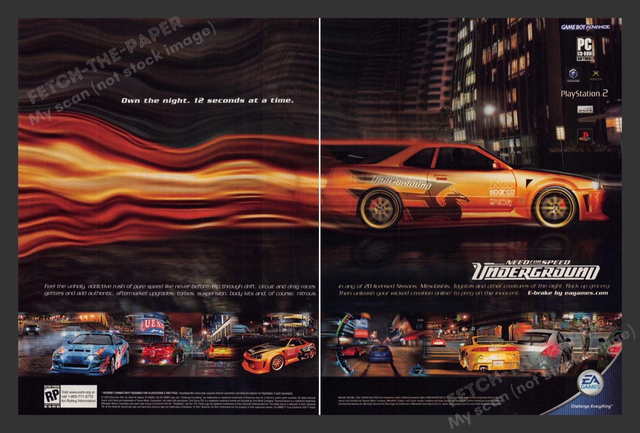 Need for Speed: Underground 2000s Video Game Print Advertisement (2 Pa ...