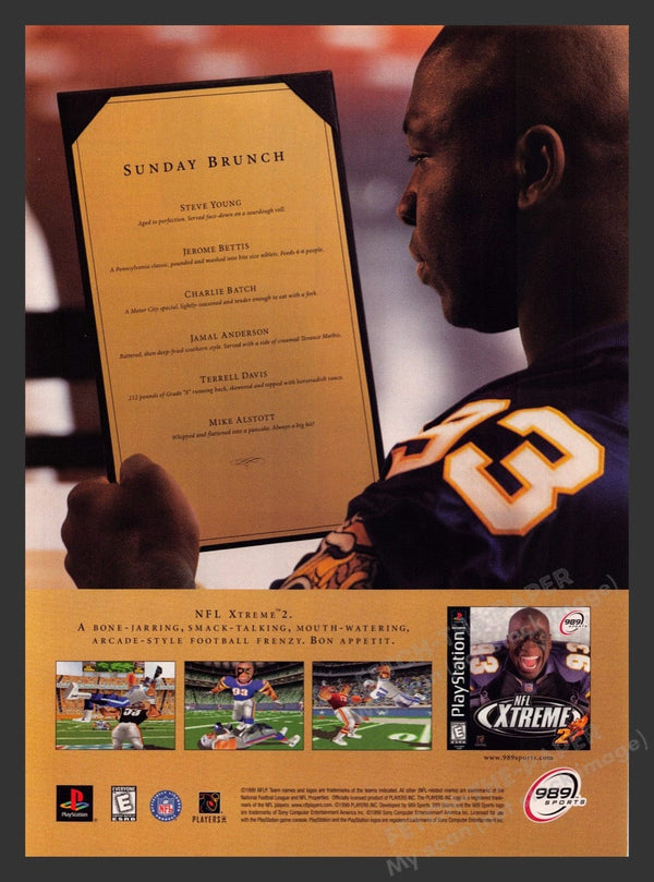 NFL Xtreme 2 1990s Video Game Print Advertisement 1999 — Fetch-the-Paper