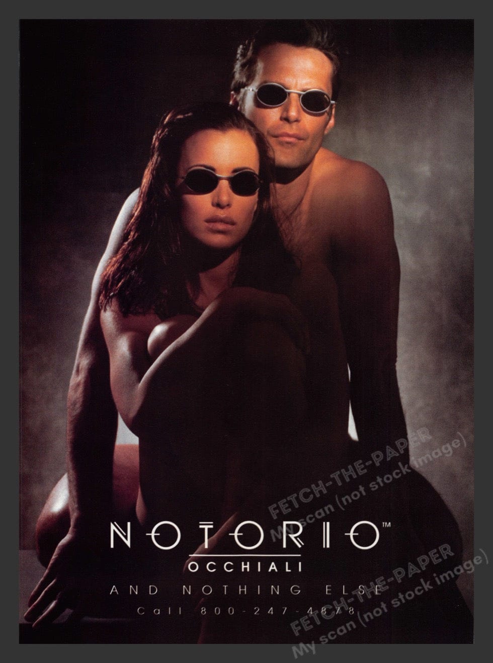 Notorio Occhiali Sunglasses Bare Couple 1990s Print Advertisement Ad 1 — Fetch-the-Paper