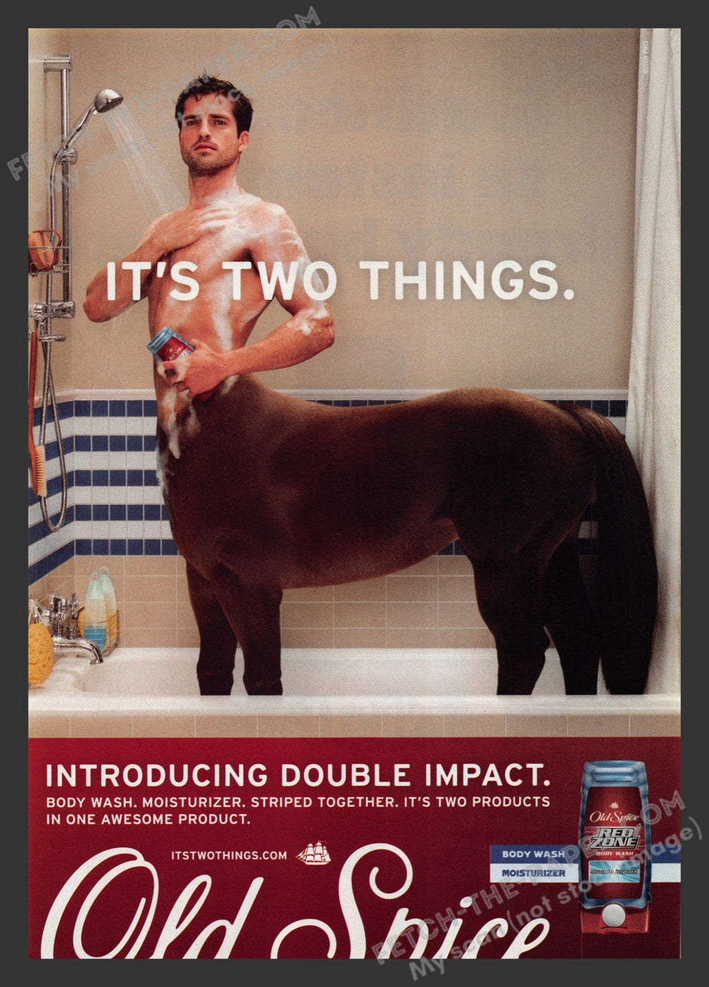 Old Spice Red Zone Body Wash 2008 Centaur Print Ad — Fetch-the-Paper