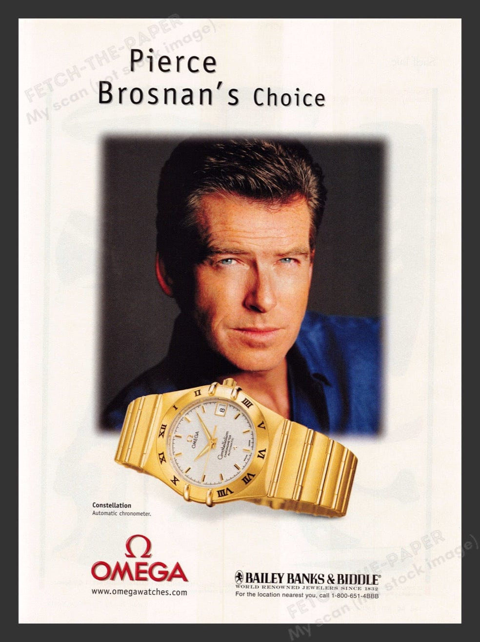 Omega Watches Pierce Brosnan 2000 Print Advertisement Ad — Fetch-the-Paper