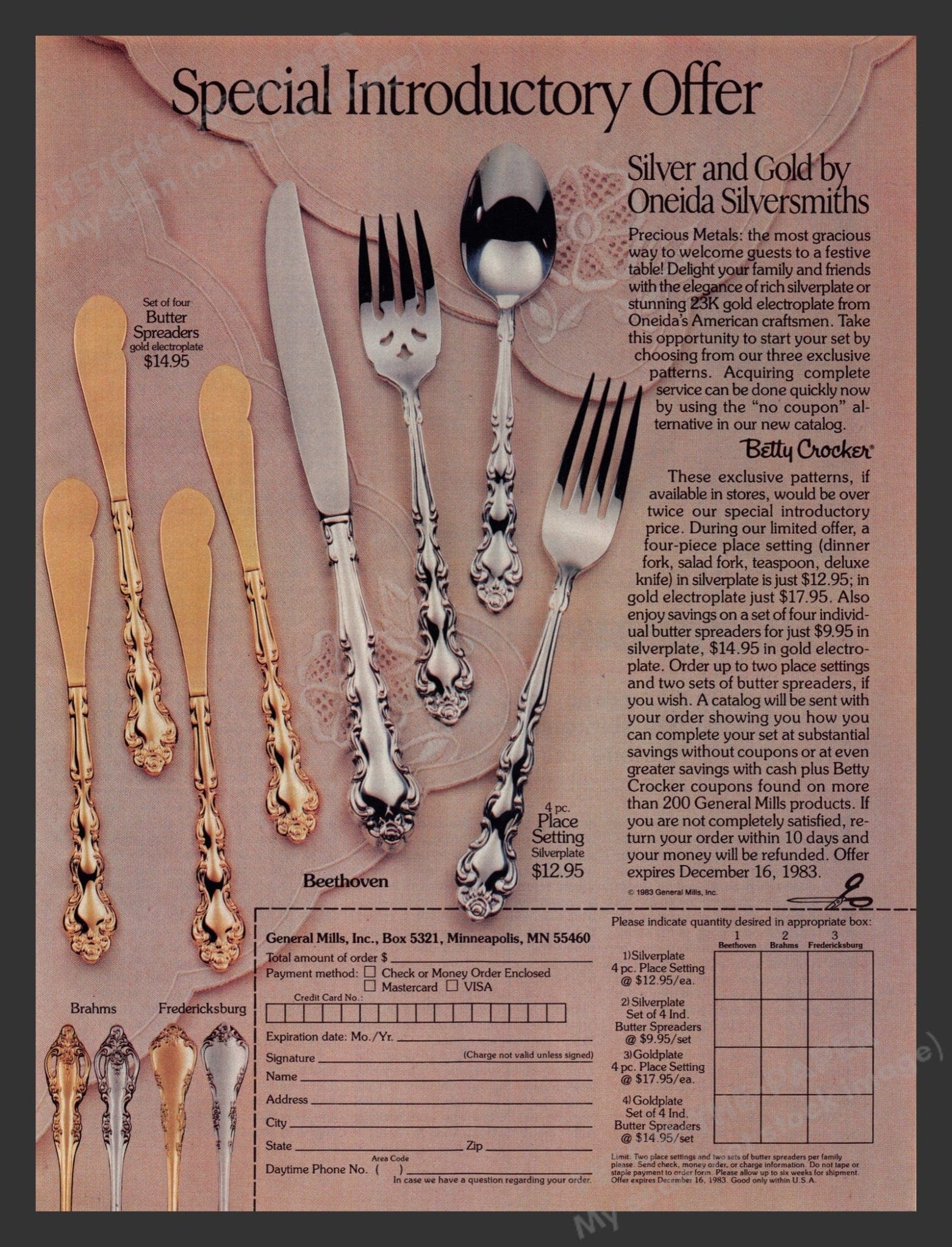 1983 Oneida Print Ad - Beethoven, Brahms, Fredericksburg Flatware ...