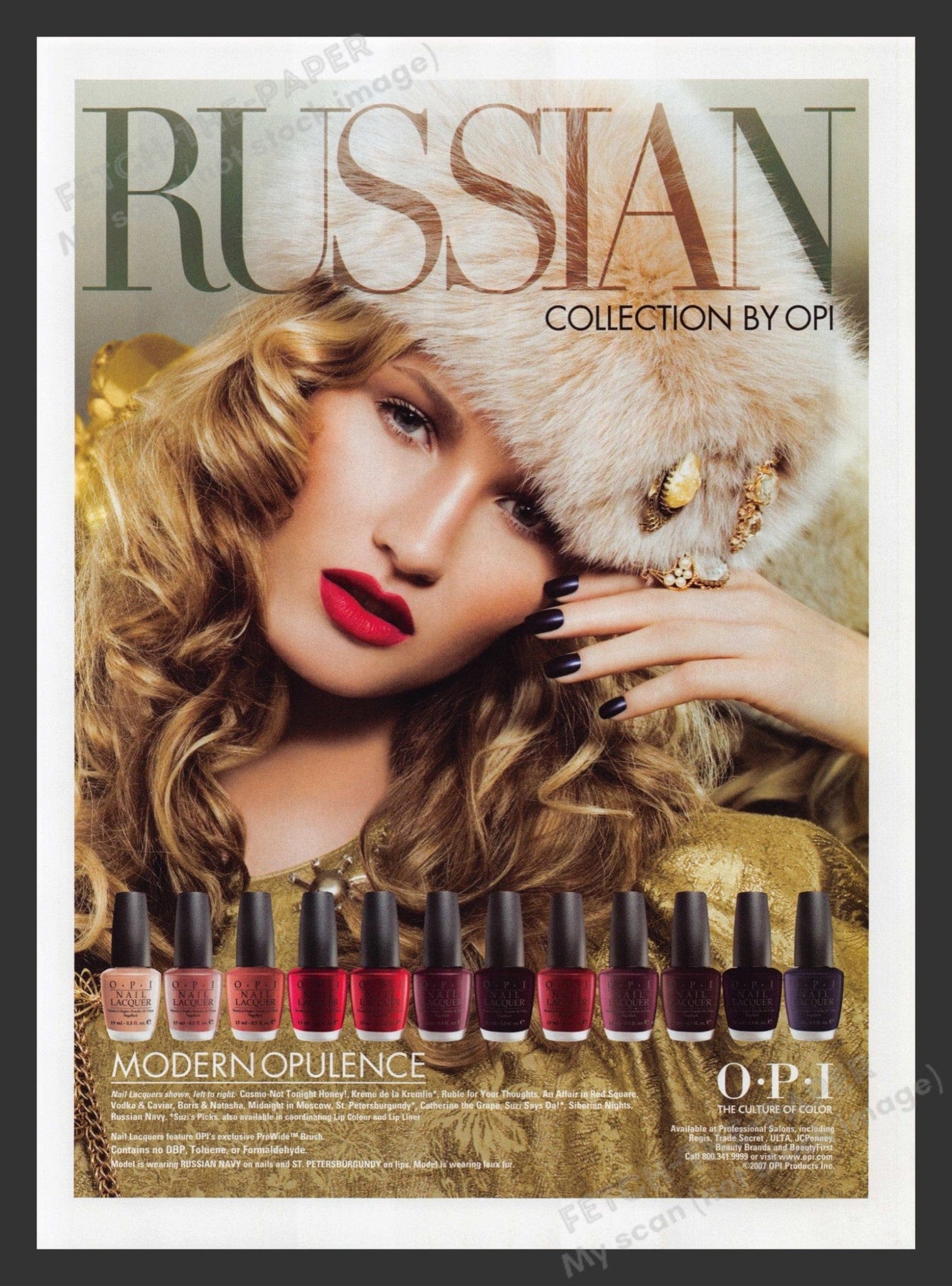 OPI 2000s Print Advertisement 2007 Nail Polish Russian Collection Cosm ...