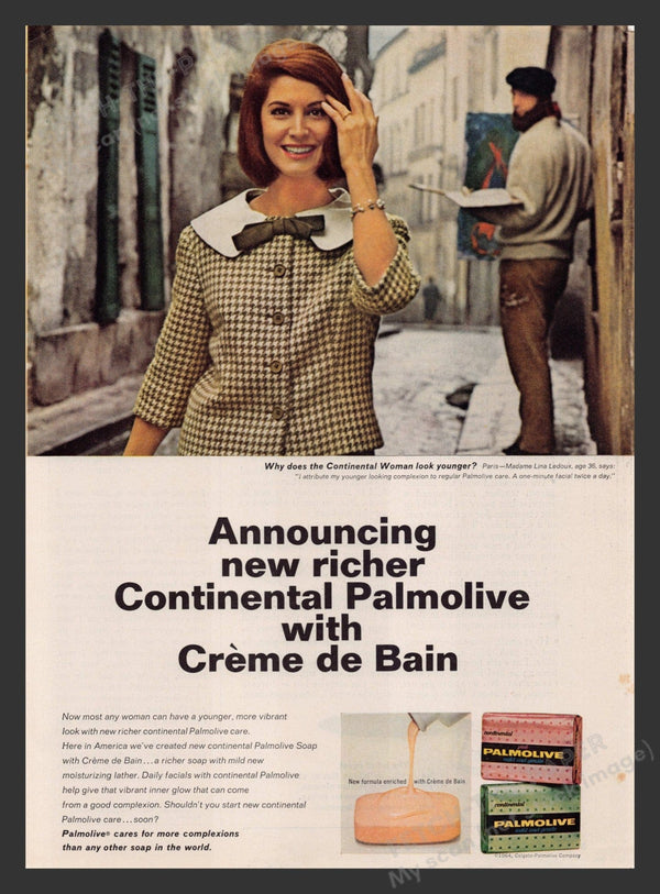 Palmolive 1960s Print Advertisement 1964 Continental Soap Creme de Bai ...
