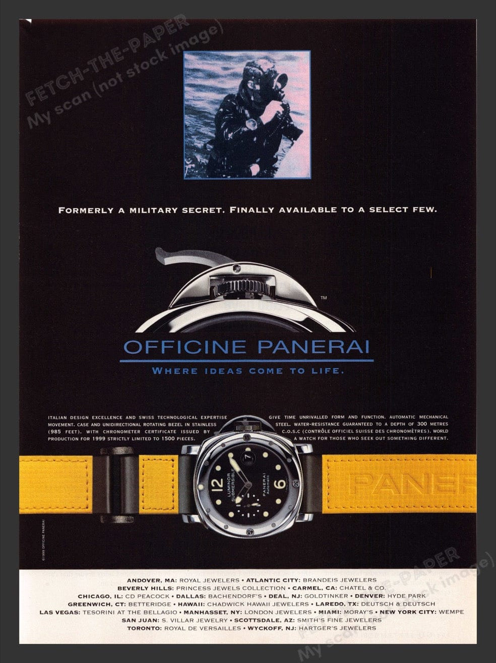 Panerai Watch Military Diver 1990s Print Advertisement Ad 1999 — Fetch ...