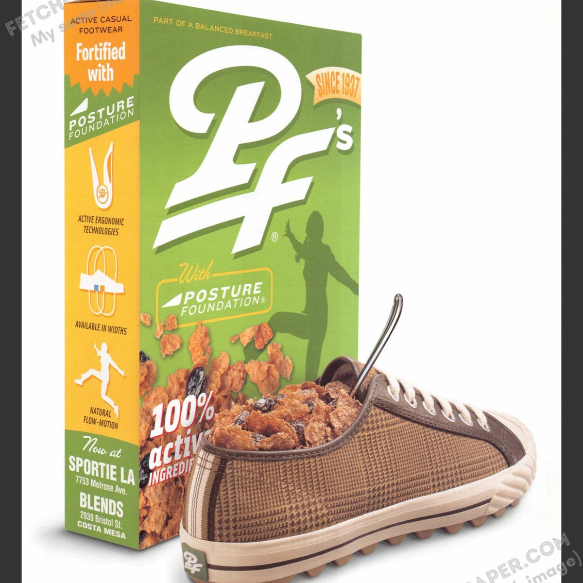 PF Shoes Posture Foundation 2003 Print Ad - Cereal Box Design — Fetch ...