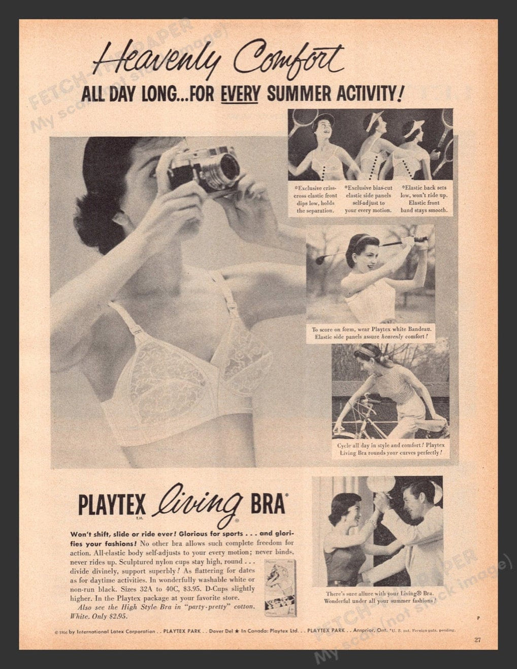 Playtex Living Bra Summer Activities 1950s Print Advertisement Ad 1956 ...