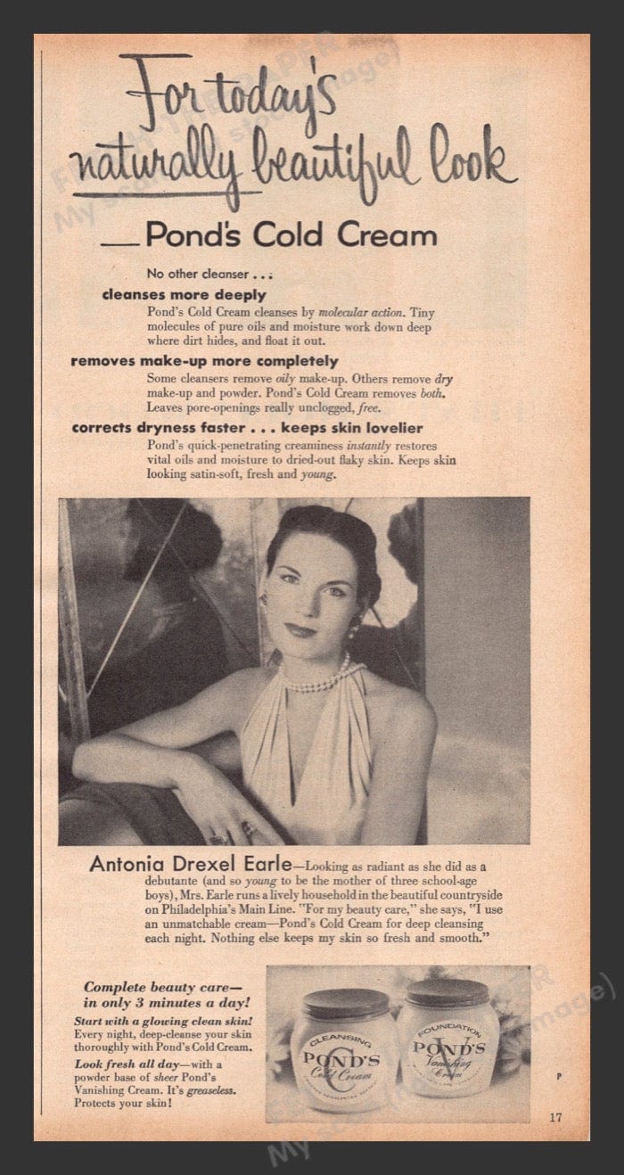 Vintage 1956 Pond's Cold Cream Ad Featuring Antonia Drexel Earle ...