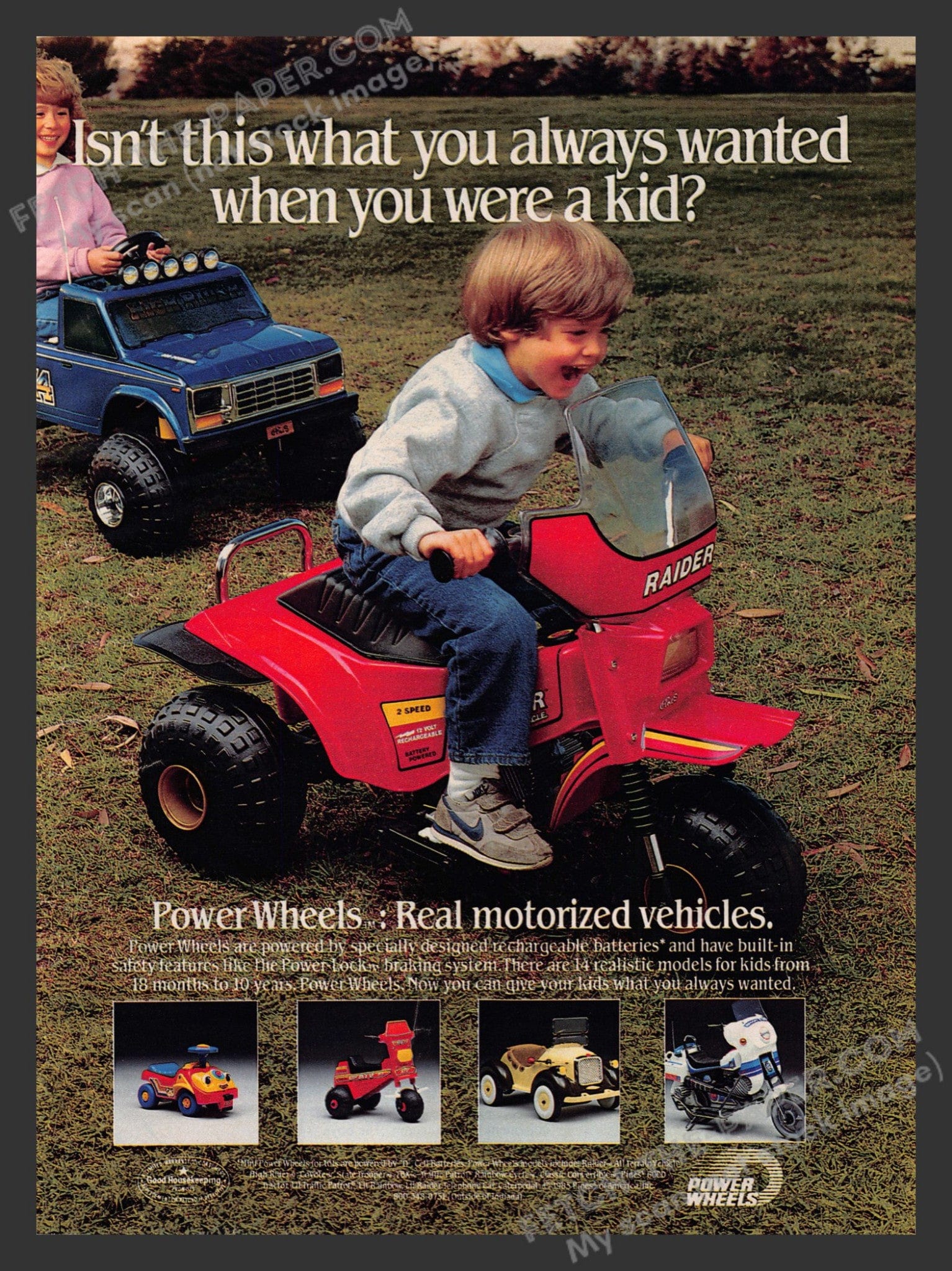 Power Wheels Motorized Vehicles 1980s Print Ad — Fetch-the-Paper