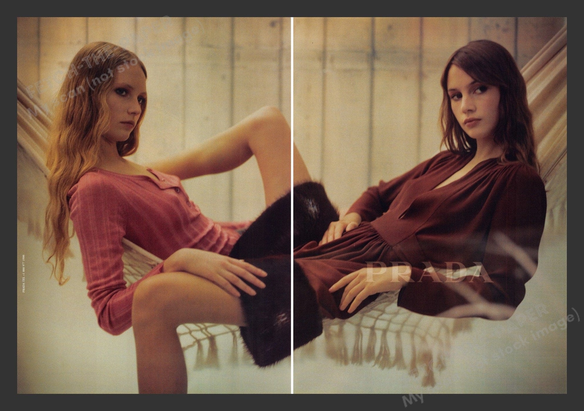 Original 2001 Prada Print Ad - Two Girls in Hammock (2 Pages) — Fetch-the-Paper