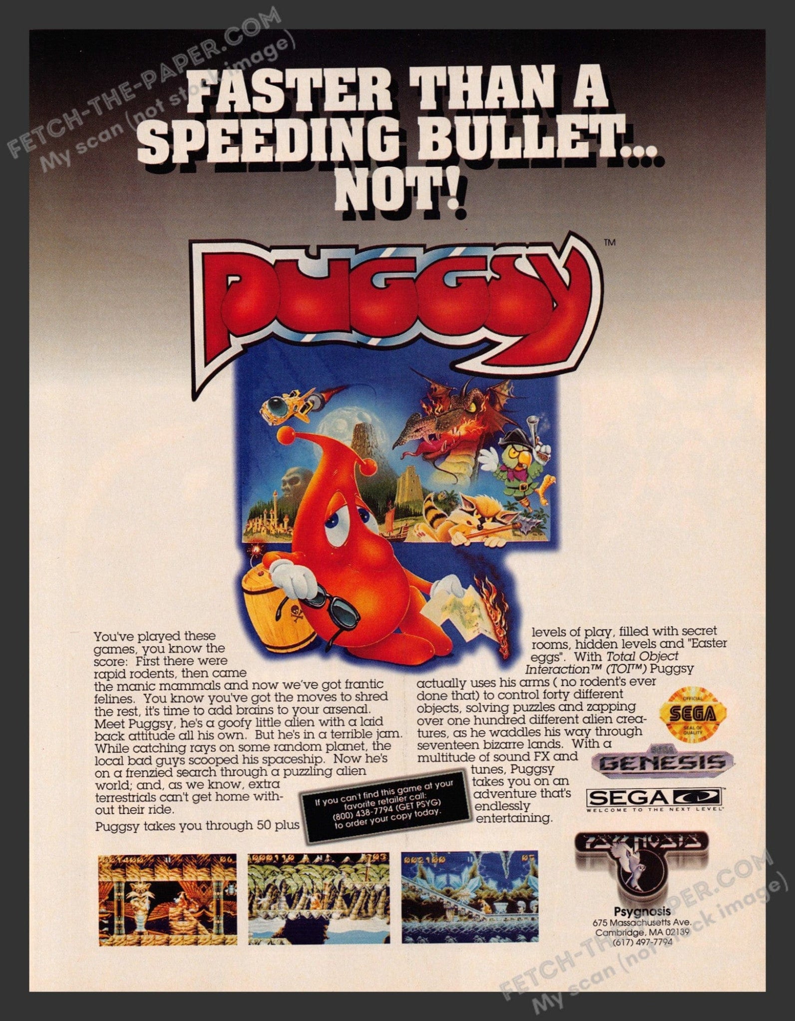 Puggsy Video Game 1990s Print Advertisement 1993 — Fetch-the-Paper