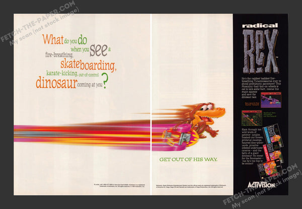 Radical Rex Video Game 1990s Print Advertisement 1994 — Fetch-the-Paper