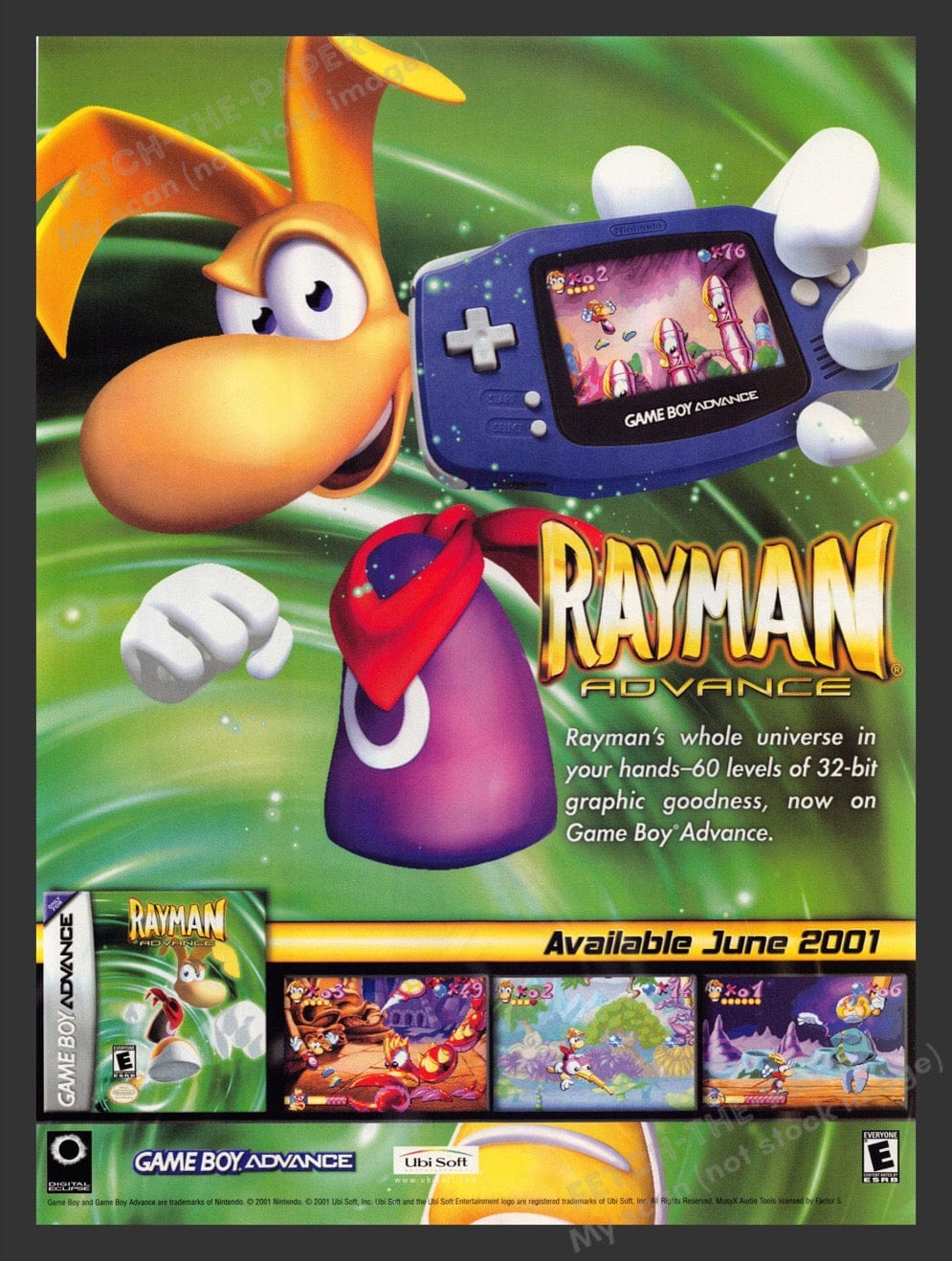 Rayman Advance 2000s Video Game Print Advertisement 2001 — Fetch-the-Paper