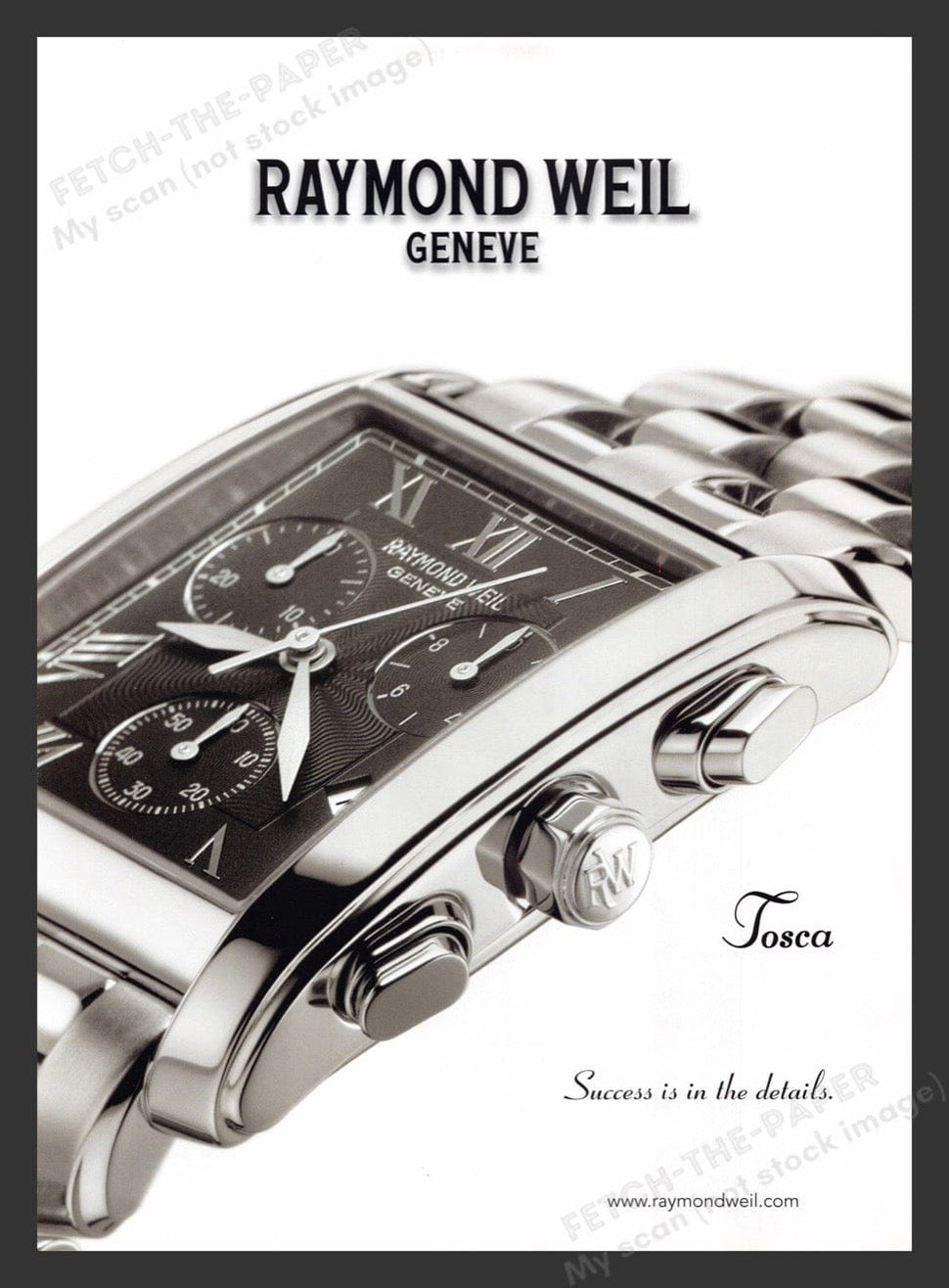 Raymond Weil Geneve Tosca Watch 2001 Vintage Print Ad — Fetch-the-Paper