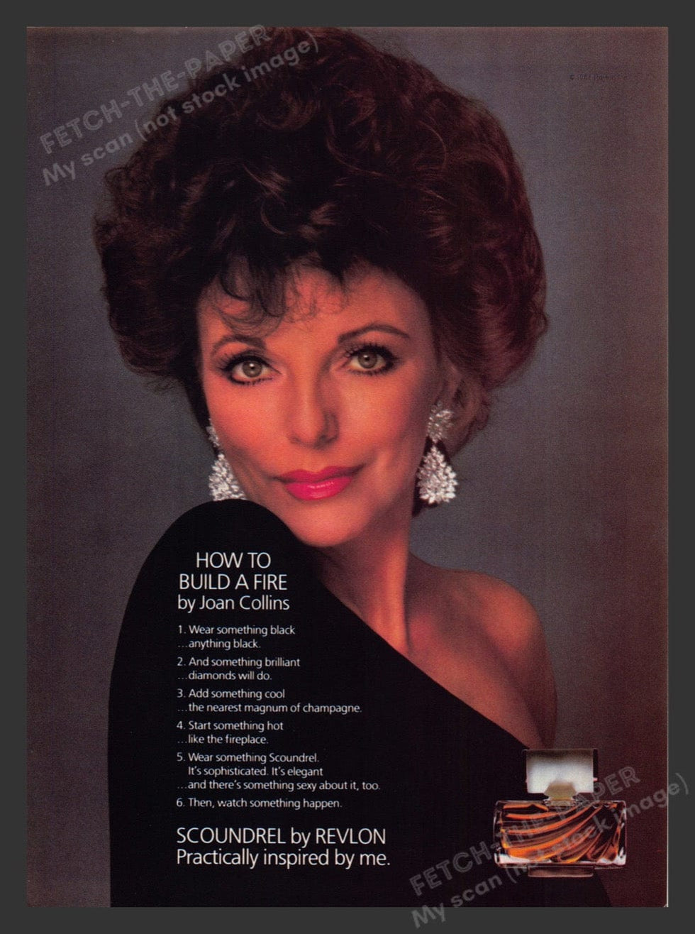 Revlon "Scoundrel" Perfume Joan Collins 1980s Print Advertisement Ad ...