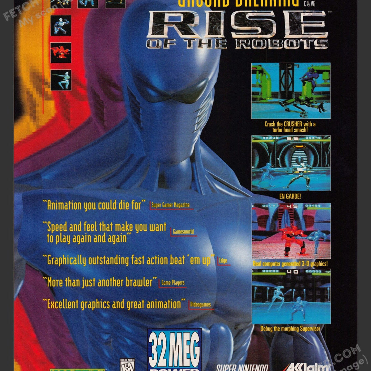Rise of the Robots Video Game 1990s Print Advertisement 1994 — Fetch-the-Paper