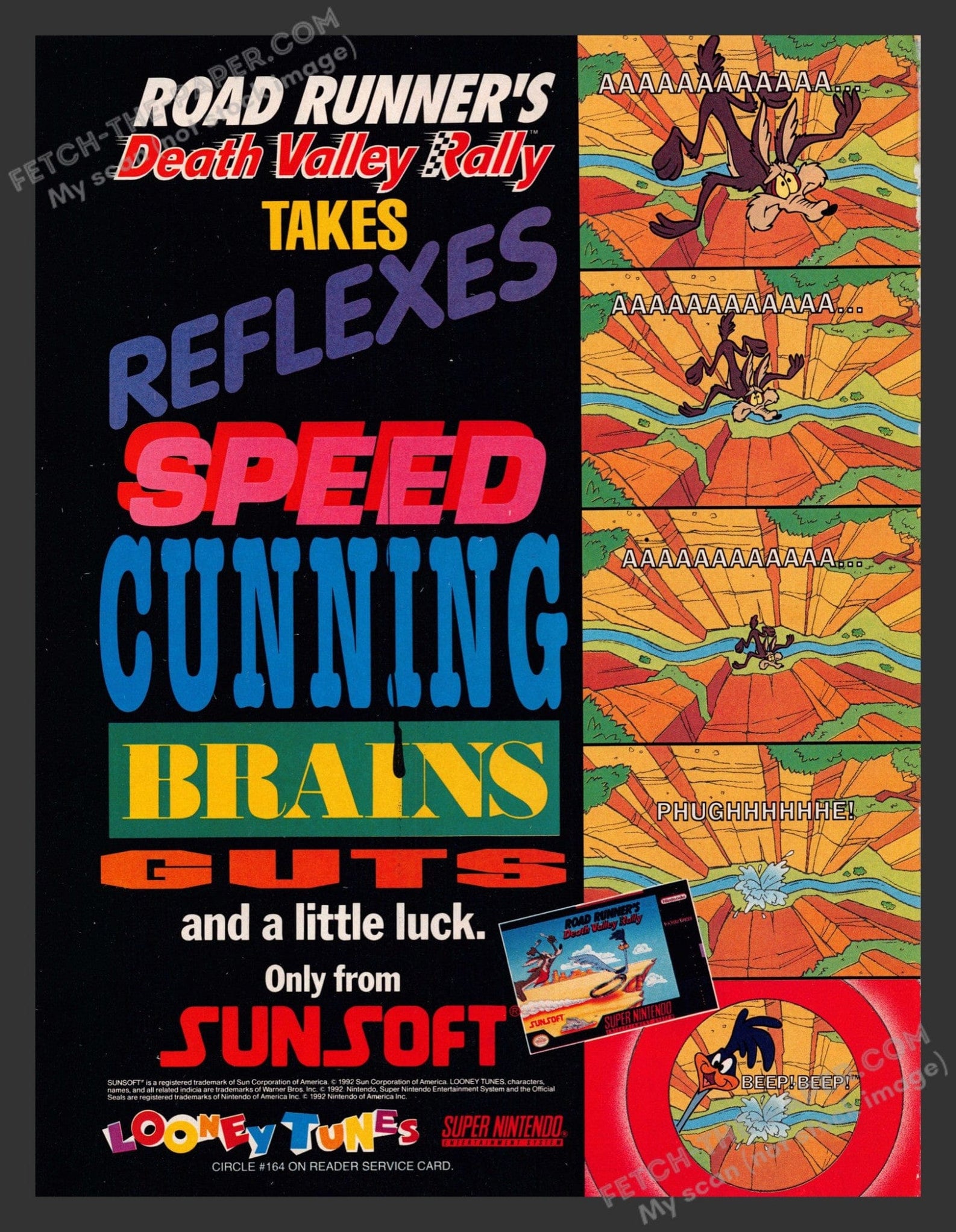Road Runner's Death Valley Rally Video Game 1990s Print Ad 1992 — Fetch-the-Paper