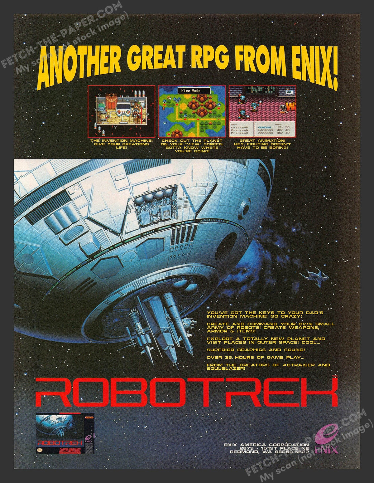 Robotrek Video Game 1990s Print Advertisement 1994 — Fetch-the-Paper