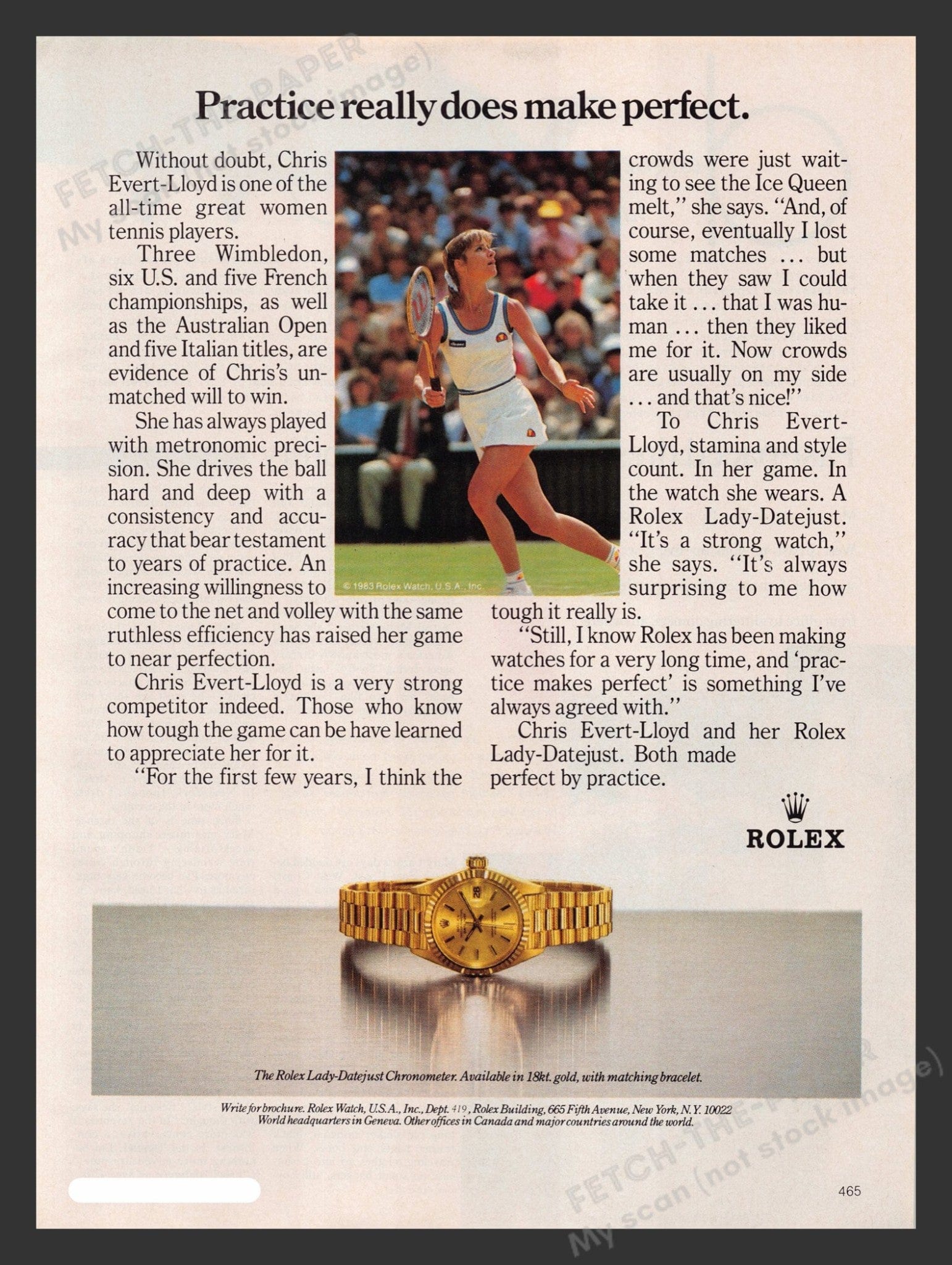 Vintage 1983 Rolex Lady-Datejust Ad Featuring Chris Evert-Lloyd — Fetch ...