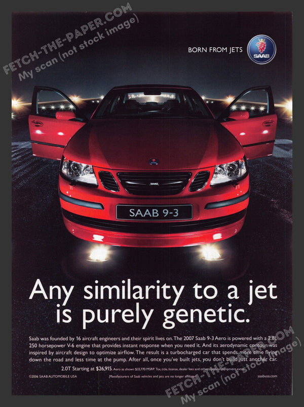 Saab 9-3 Aero Car 2000s Print Ad — Fetch-the-Paper