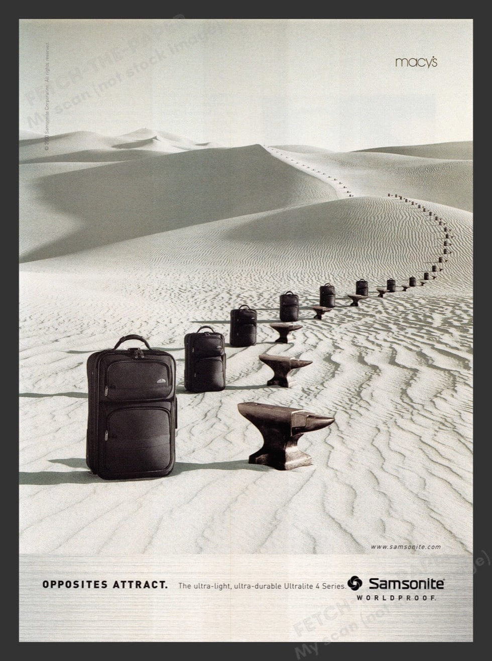 Samsonite "Opposites Attract" Luggage Sand Dunes 2000 Print Advertisem ...