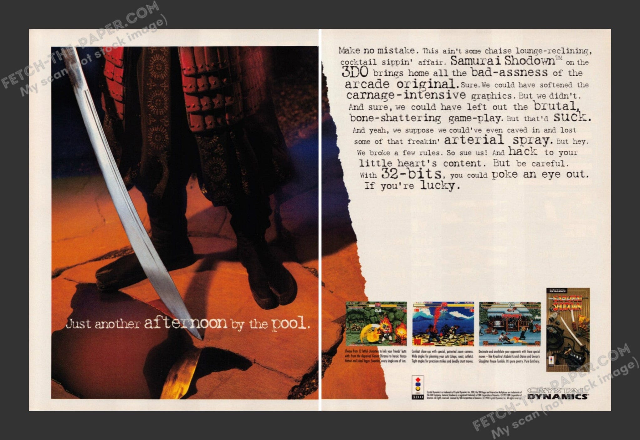 Samurai Shodown Crystal Dynamics Video Game 1990s Print Advertisement — Fetch-the-Paper