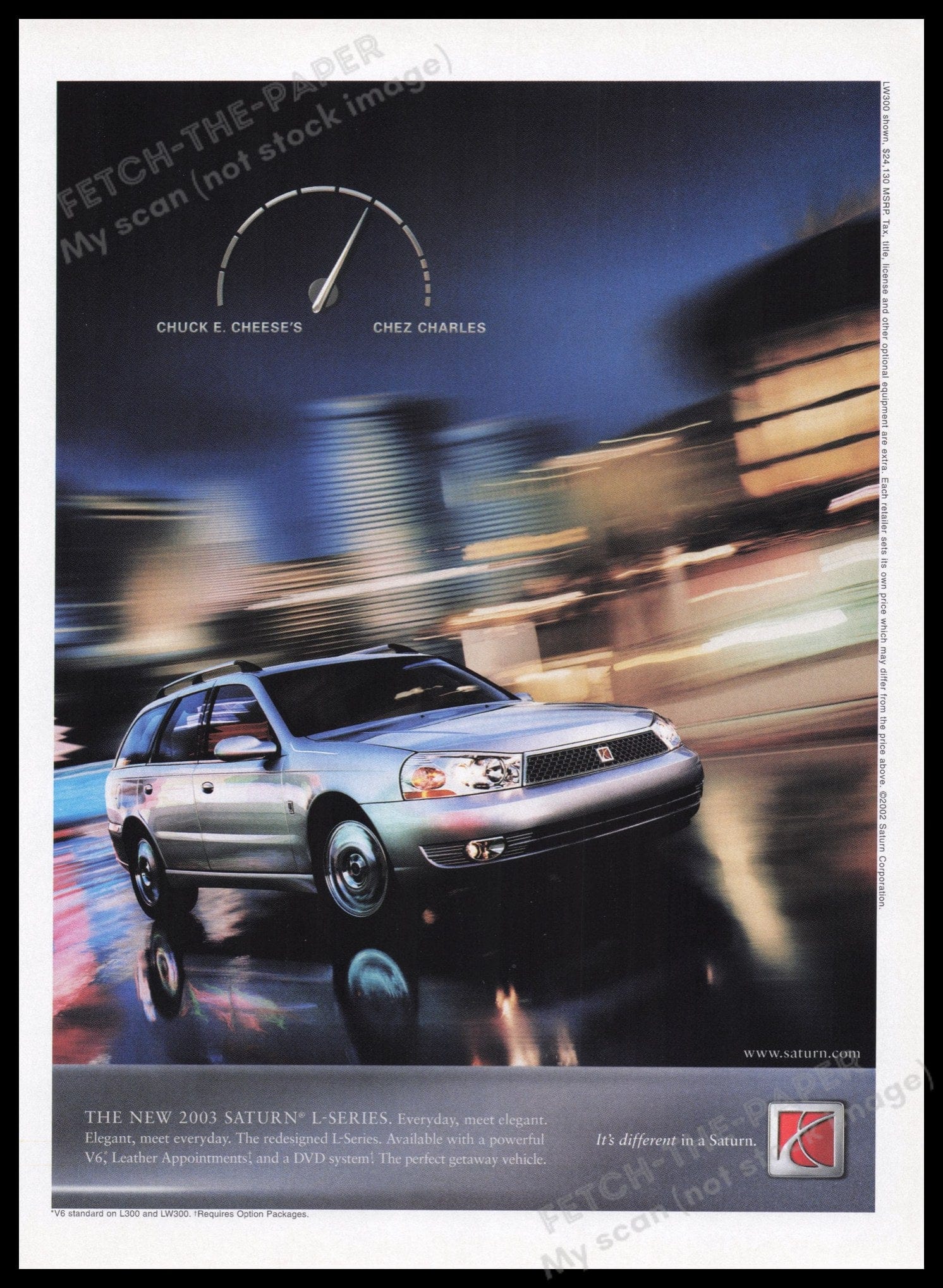 Saturn L-Series 2002 Print Ad - City Lights Driving Elegance — Fetch ...