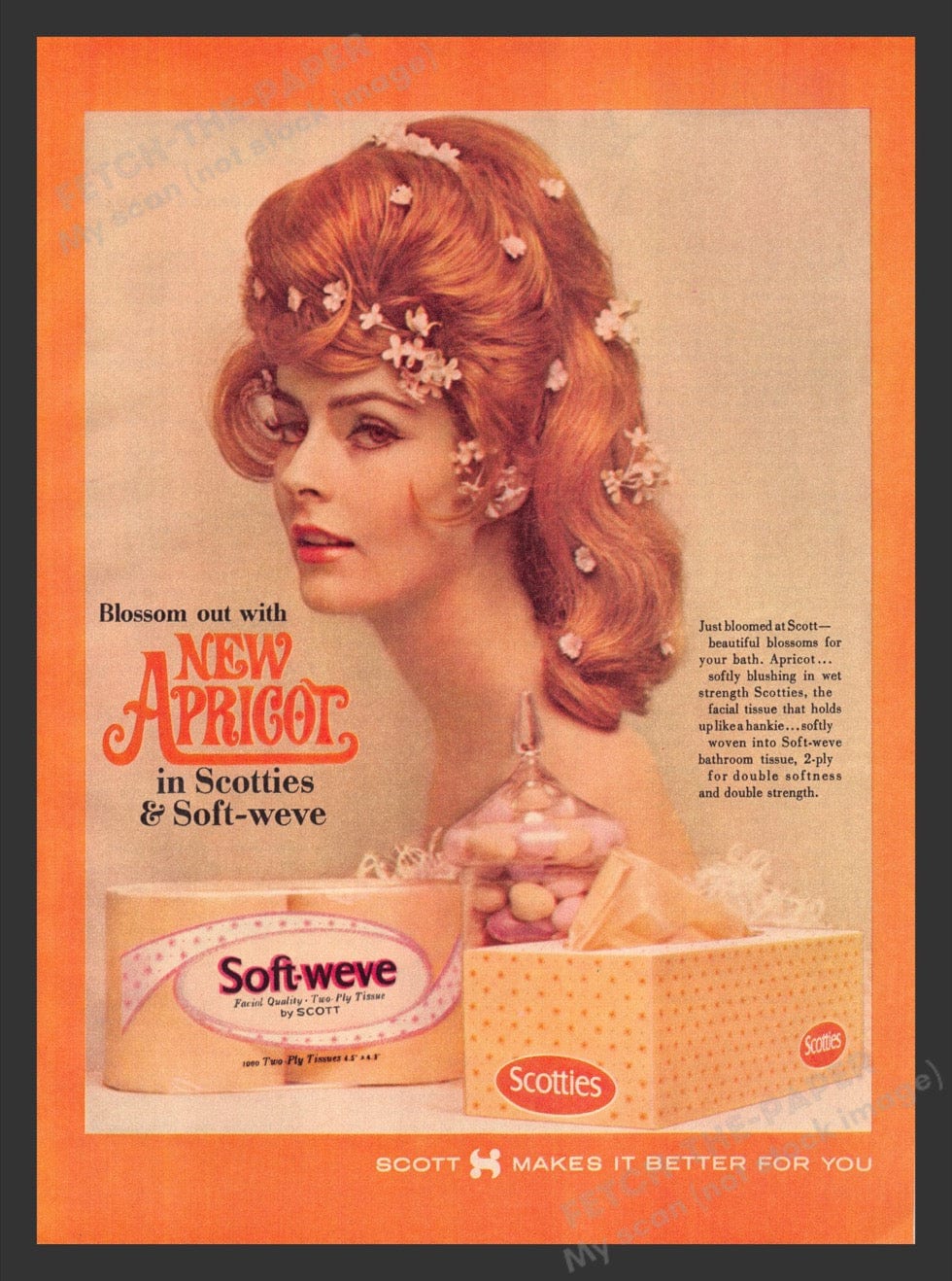 Scotties Soft-weve Toilet Tissue Apricot 1964 Vintage Print Ad — Fetch ...