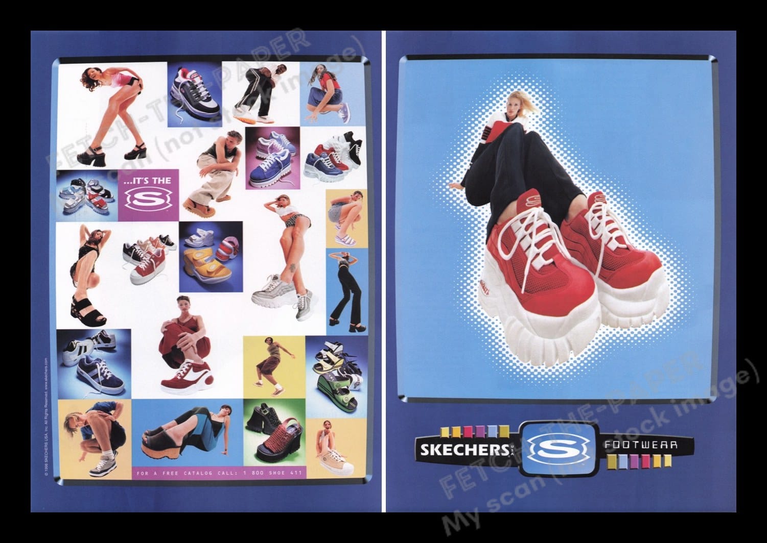 Skechers 1990s Print Advertisement Ad (2 pages) 1998 Shoes Legs — Fetch-the-Paper