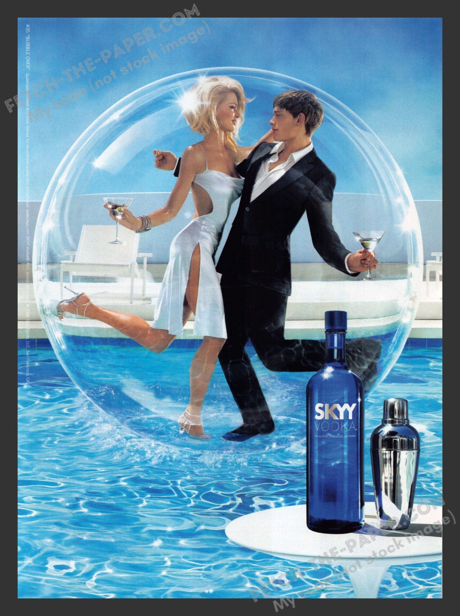 Skyy Vodka #35 "Bubble Over" 2000s Vintage Print Ad — Fetch-the-Paper