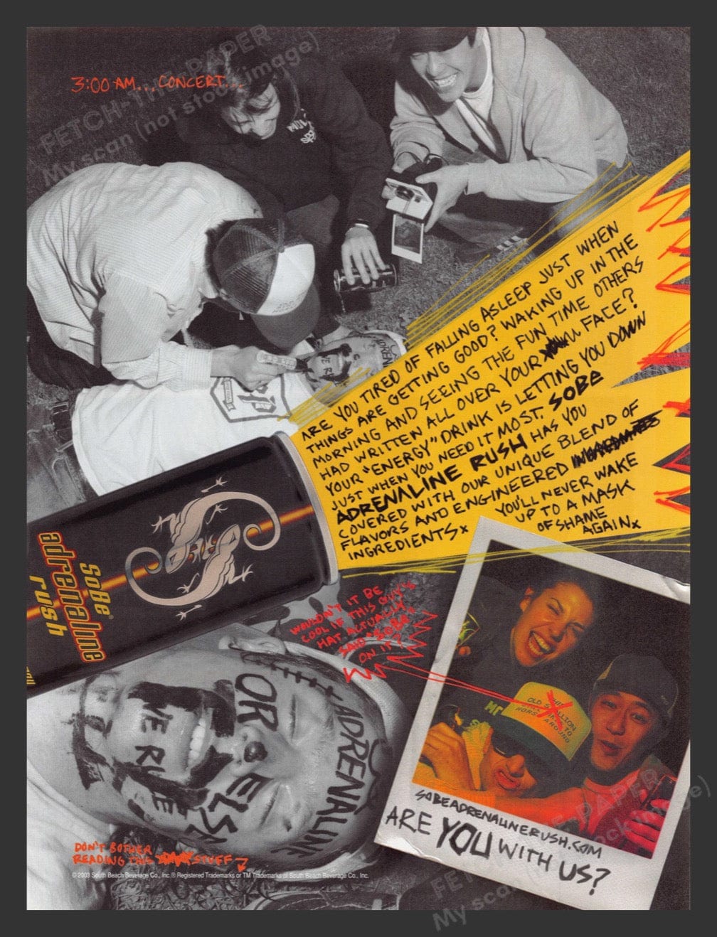 SoBe Adrenaline Rush Drink Drawing on Face 2000s Print Advertisement A ...