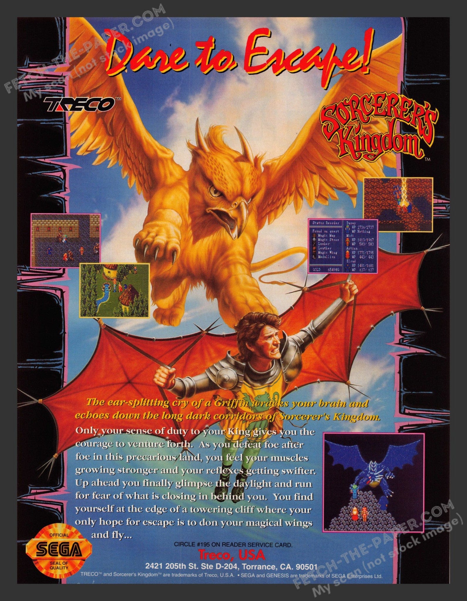 Sorcerer's Kingdom Video Game 1990s Print Advertisement 1992 — Fetch-the-Paper