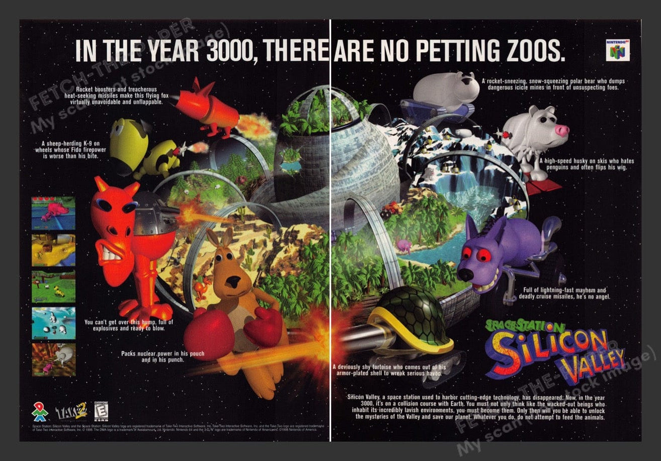 Space Station Silicon Valley 1990s Video Game Print Advertisement (2 P — Fetch-the-Paper