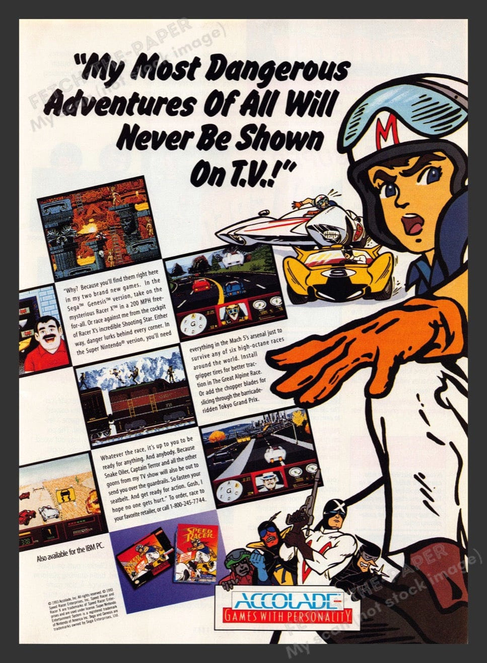 Speed Racer 1990s Video Game Print Advertisement 1994 — Fetch-the-Paper