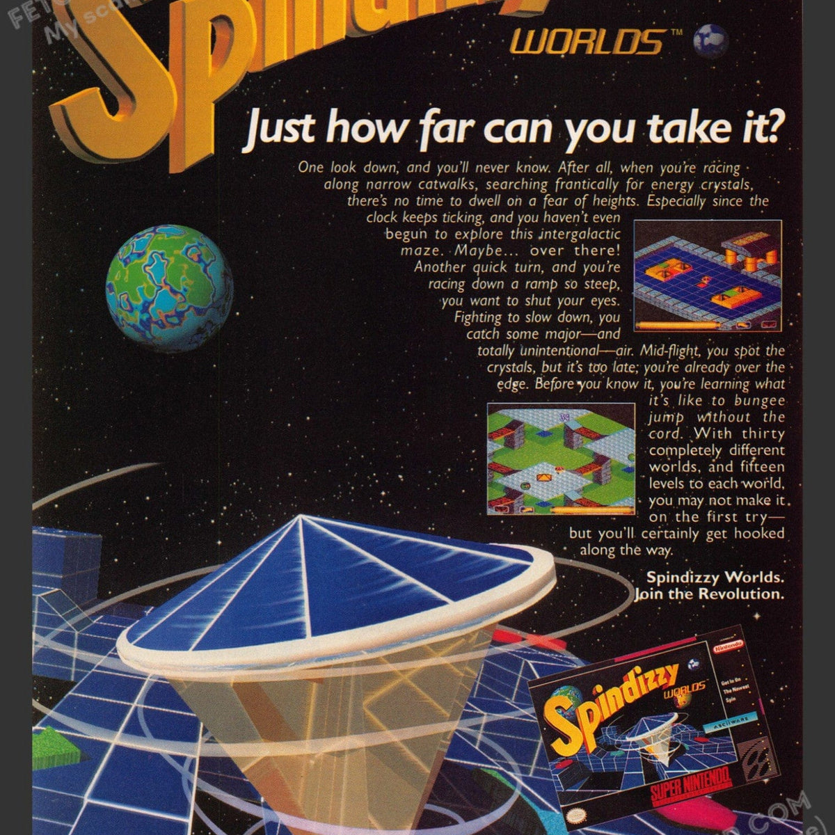 Spindizzy Worlds Video Game 1990s Print Advertisement 1992 — Fetch-the ...