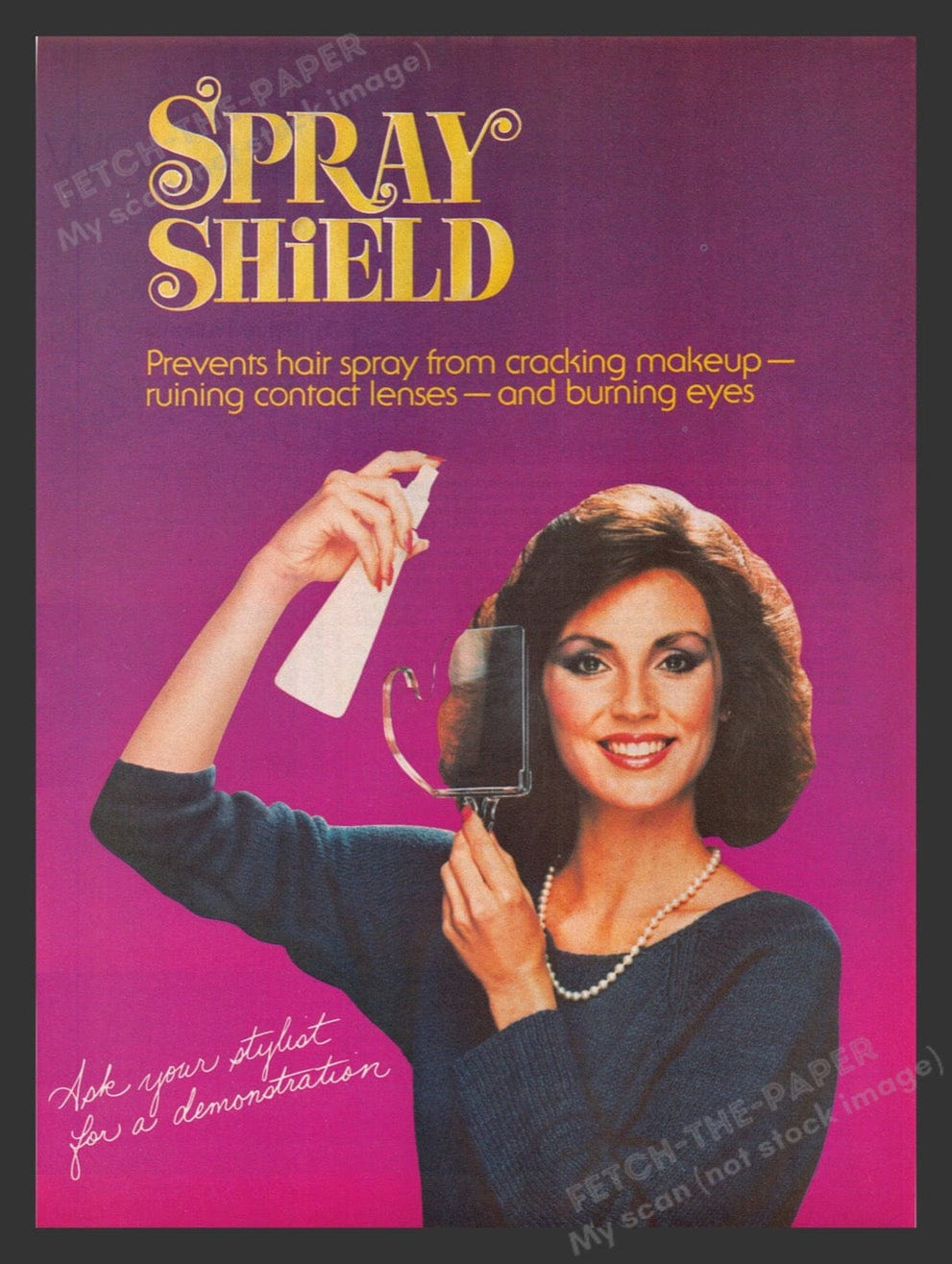 Spray Shield Hairspray 1980s Print Advertisement Ad 1984 — Fetch-the-Paper