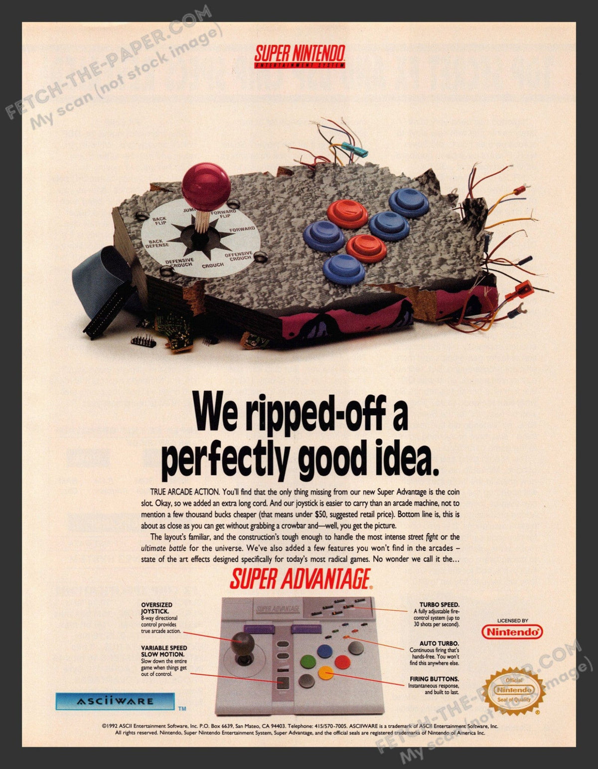 Super Advantage Controller Video Game 1990s Print Advertisement 1992 — Fetch-the-Paper