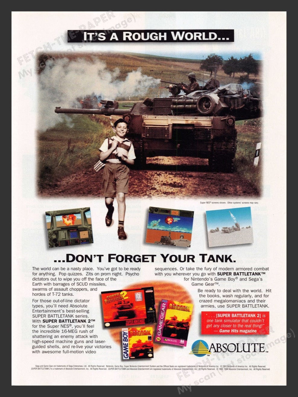 Super Battletank 2 Video Game 1990s Print Advertisement Ad 1994 — Fetch-the-Paper