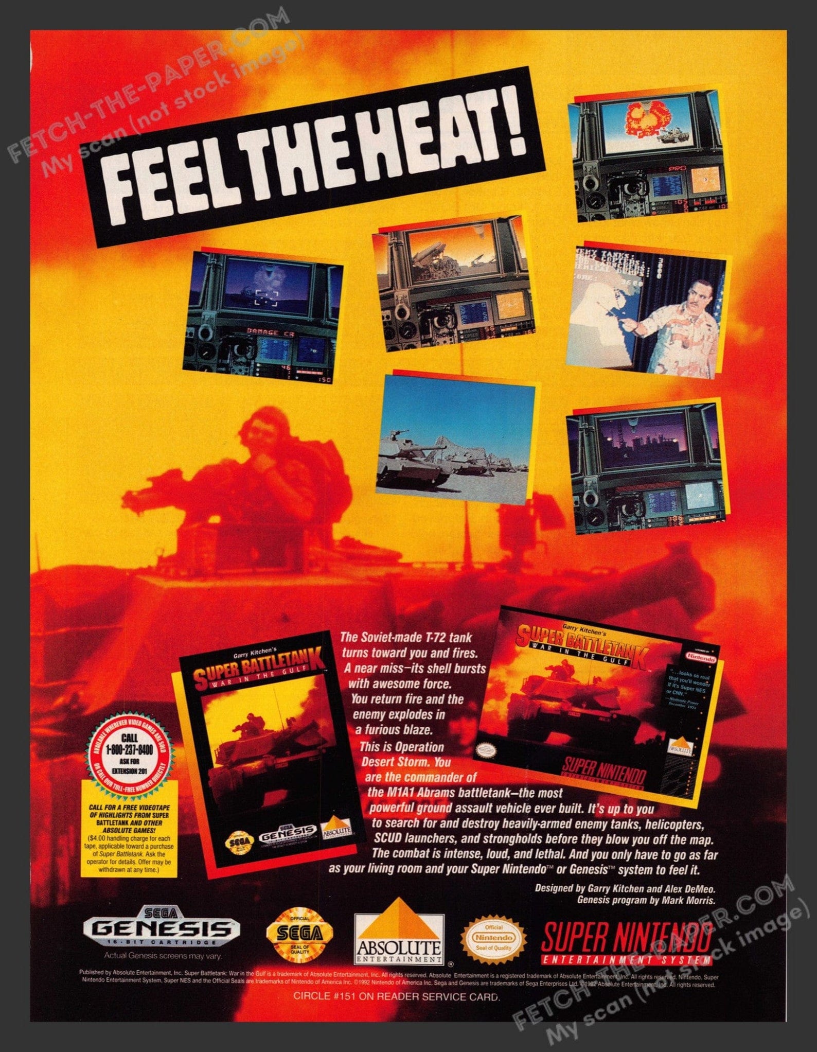 Super Battletank: War in the Gulf Video Game 1990s Print Advertisement — Fetch-the-Paper