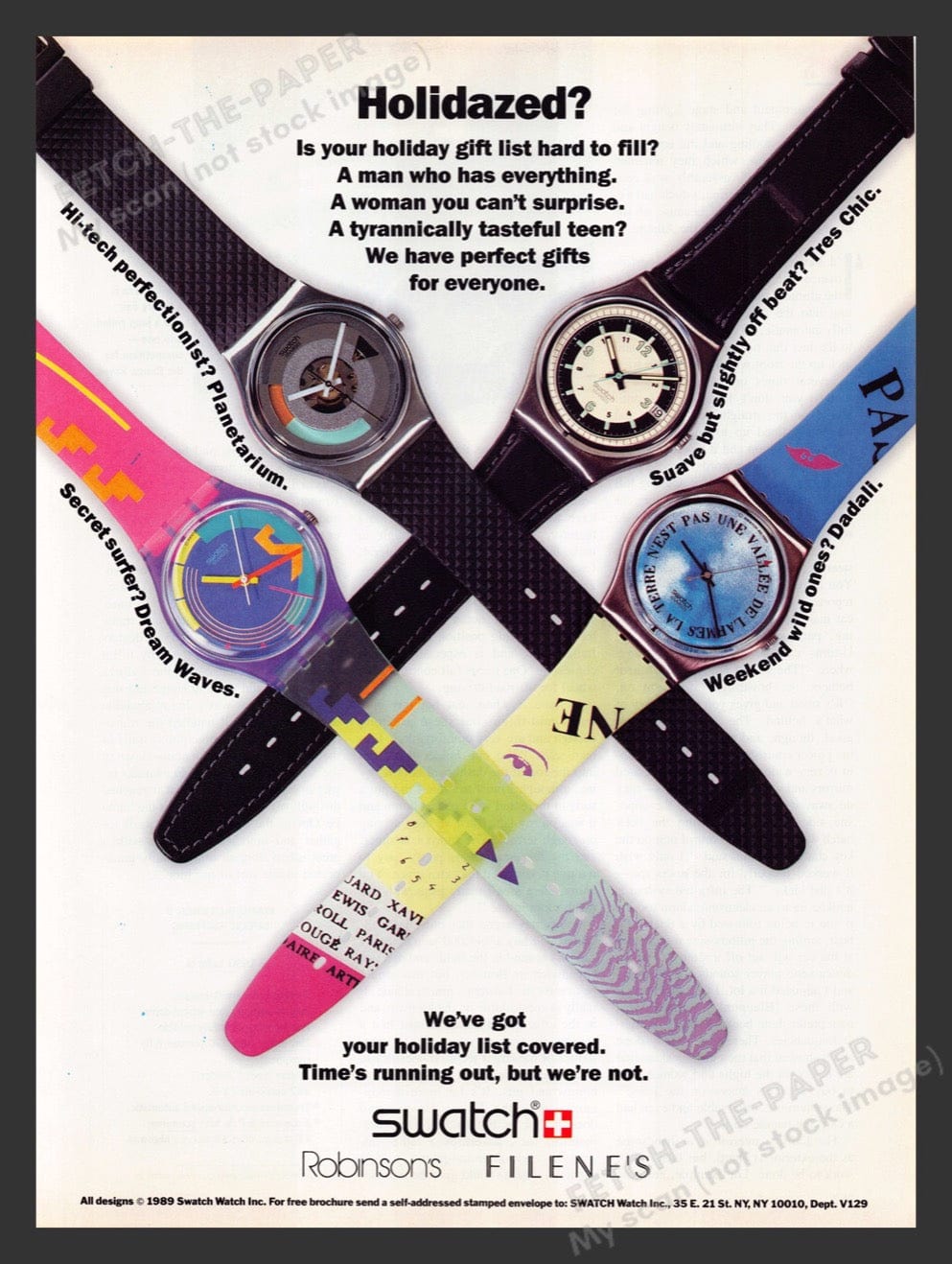 1989 Swatch Watch Ad: Dadali, Tres Chic, Planetarium, Dream Wave ...
