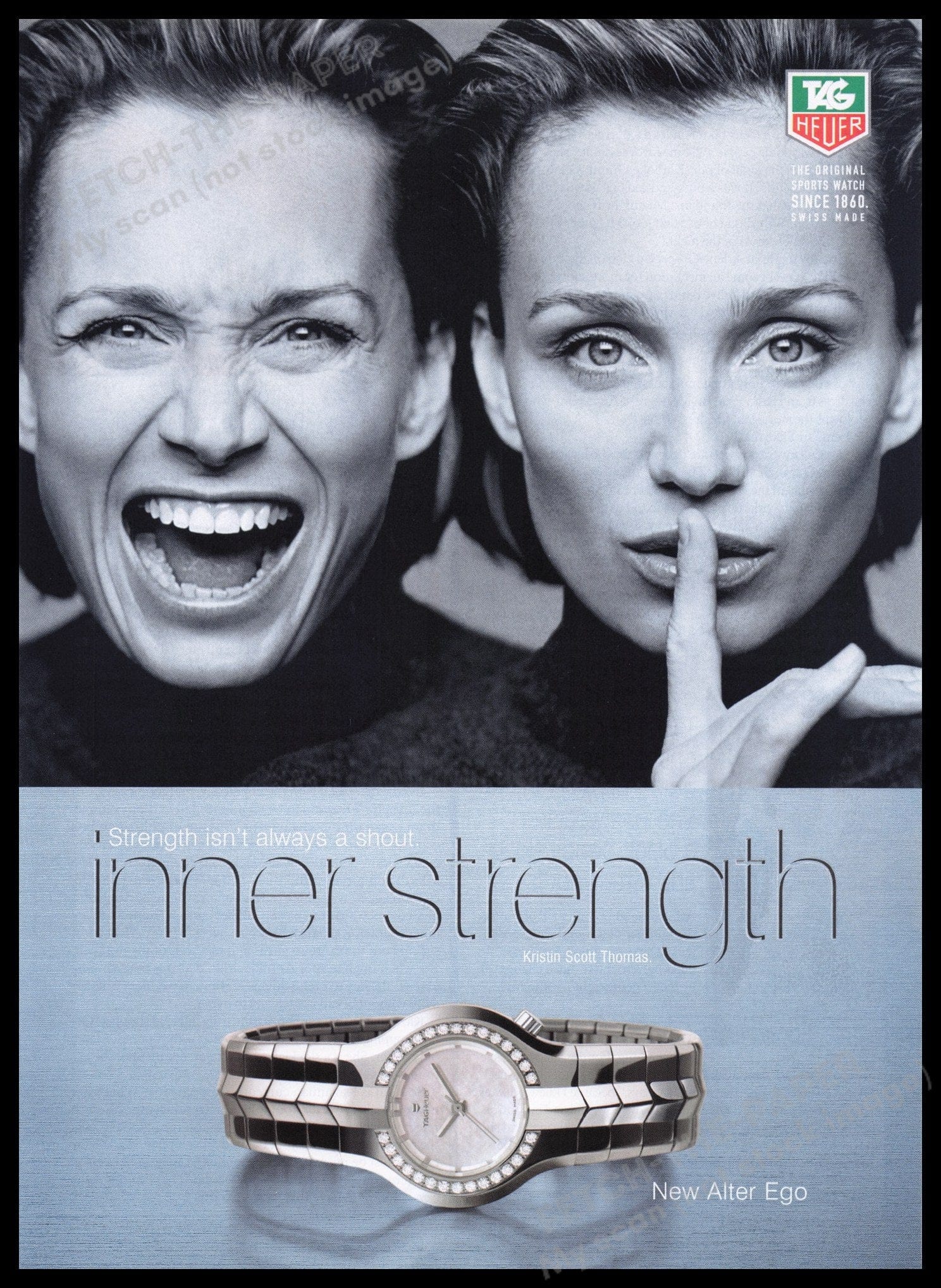 Tag Heuer Watch 1990s Print Advertisement Ad 1999 Kristin Scott Thomas ...
