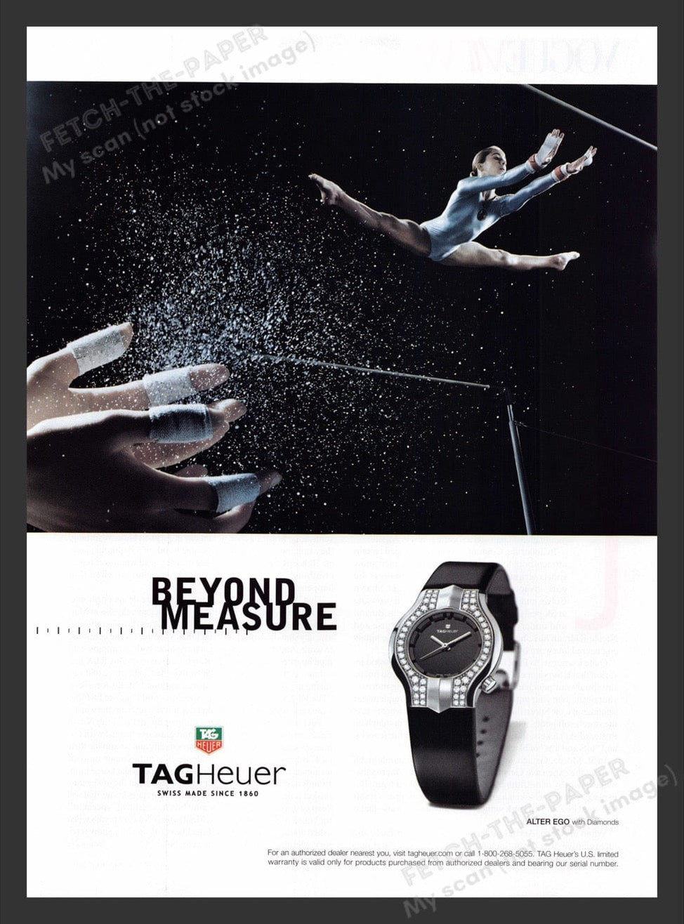 Tag Heuer Alter Ego Watch 2000 Female Gymnast Print Ad — Fetch-the-Paper
