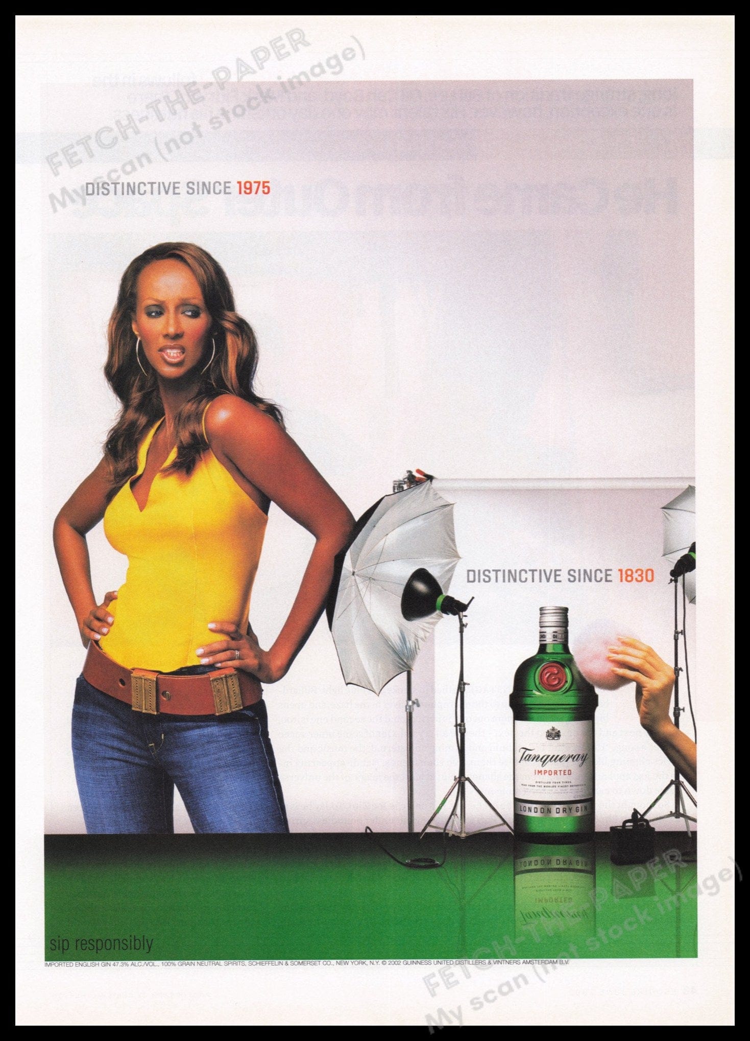Tanqueray Gin 2002 Ad with Supermodel Iman - Vintage Print — Fetch-the ...