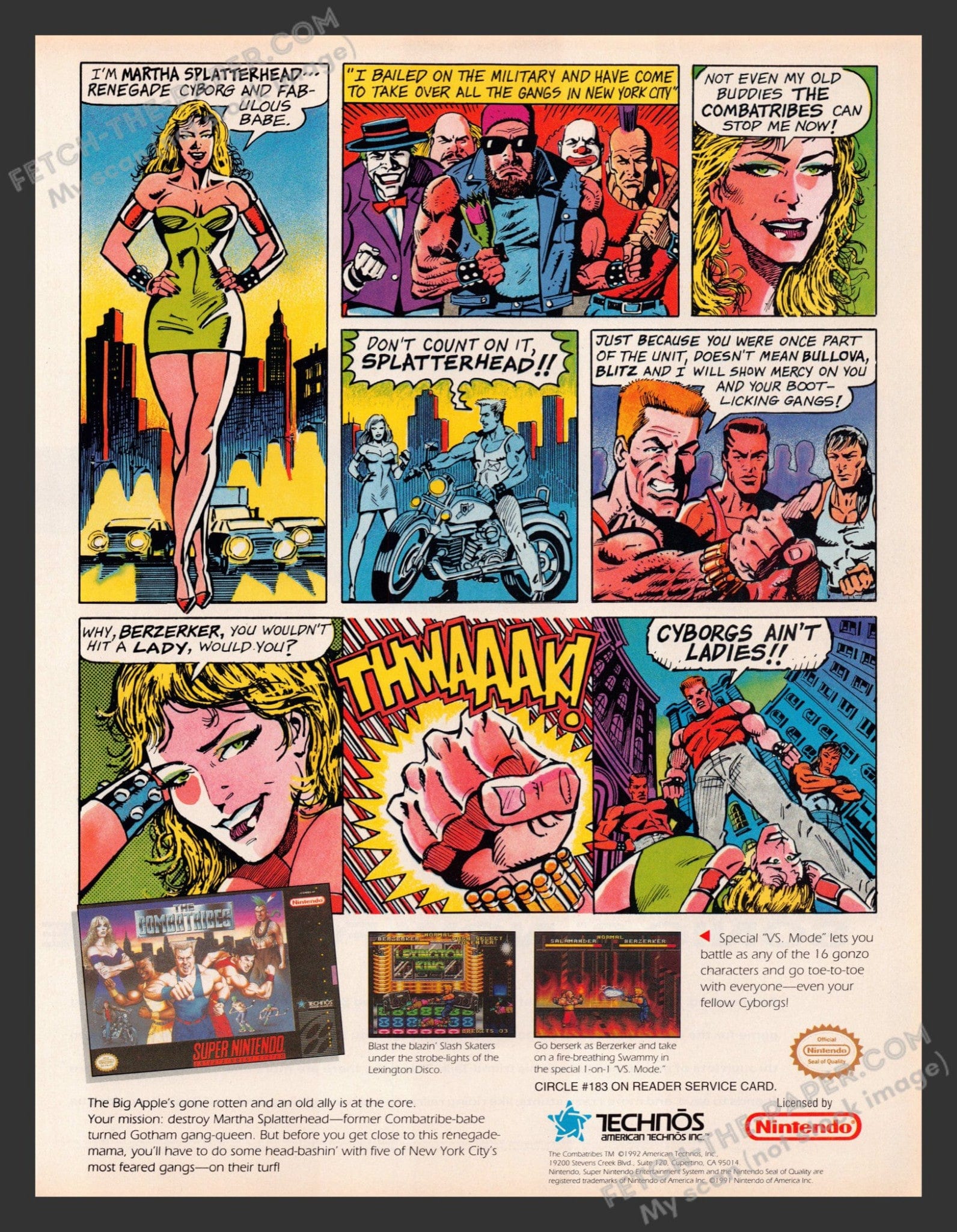 The Combatribes Video Game 1990s Print Advertisement 1992 — Fetch-the-Paper