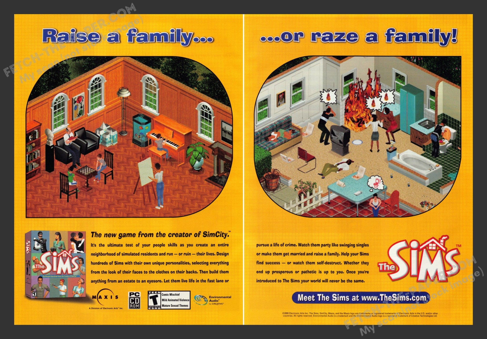 The Sims House 2000s Video Game Print Advertisement 2000 — Fetch-the-Paper