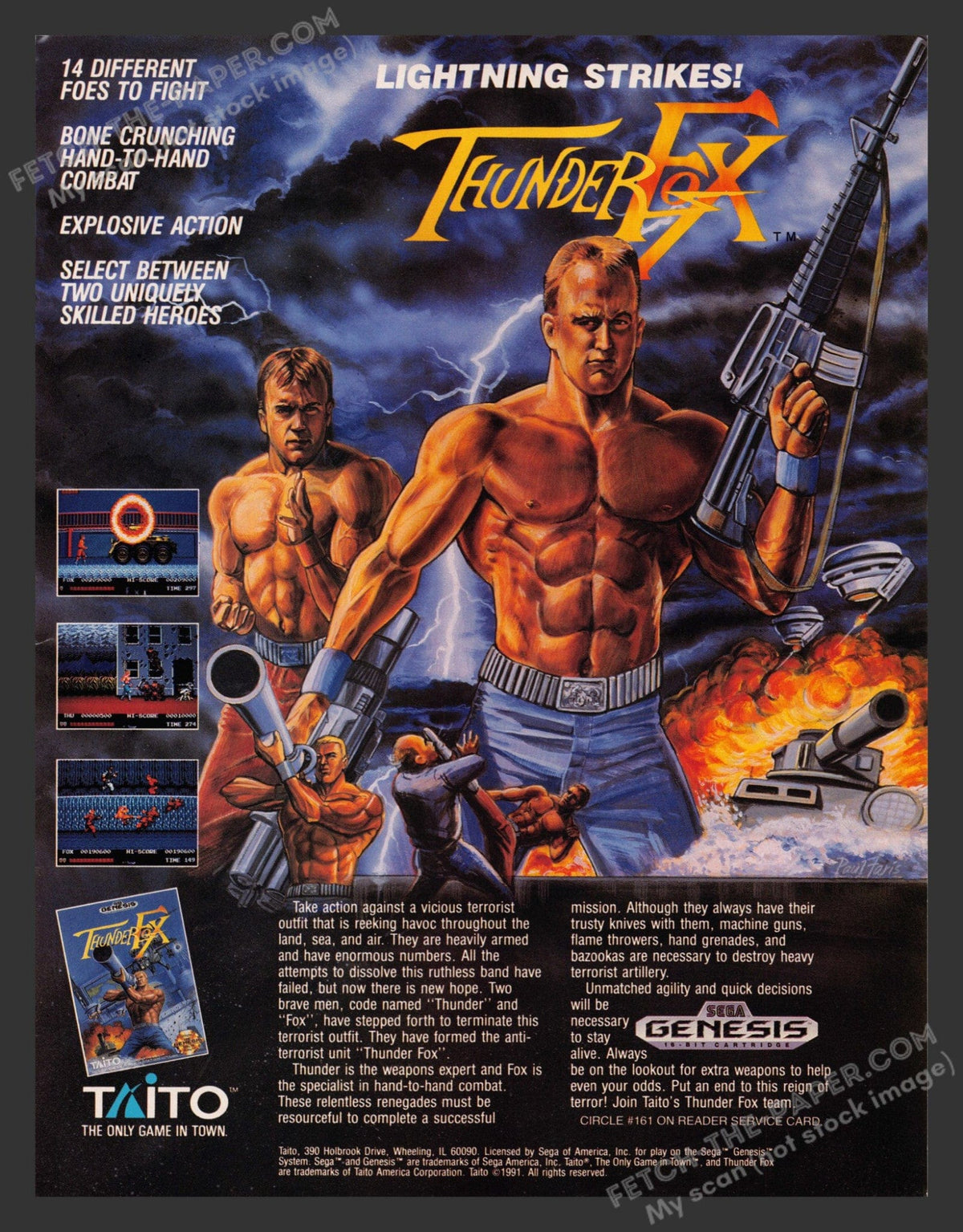 Thunder Fox Video Game 1990s Print Advertisement 1991 — Fetch-the-Paper