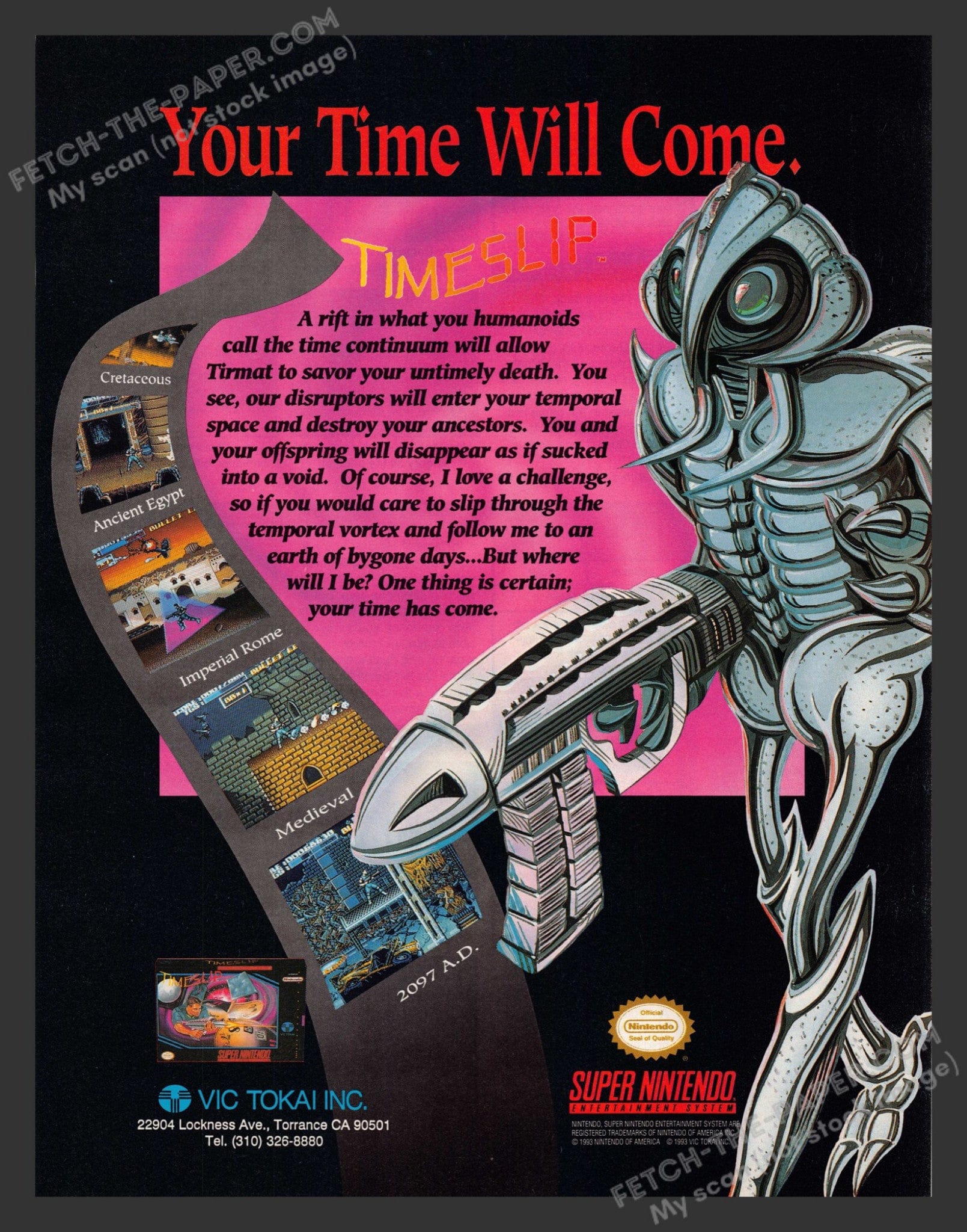 Timeslip Video Game 1990s Print Advertisement 1993 — Fetch-the-Paper