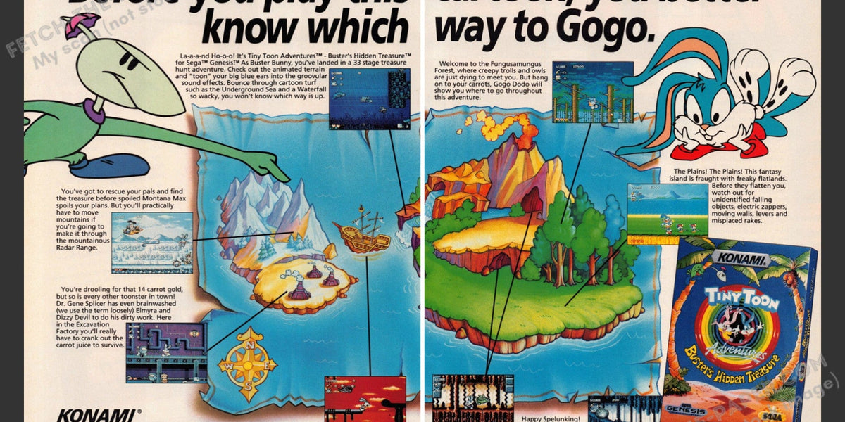 Tiny Toon Buster's Hidden Treasure Video Game 1990s Print Advertisemen ...